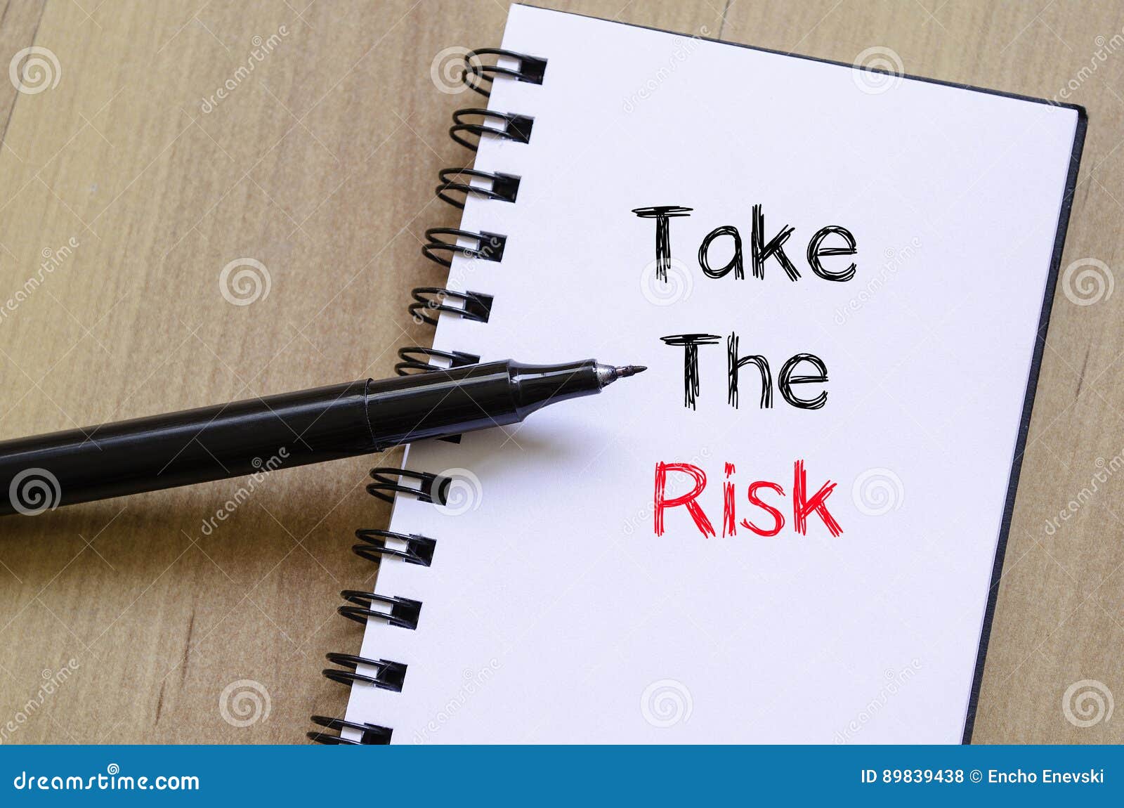 Take the Risk Text Concept on Notebook Stock Photo - Image of note ...