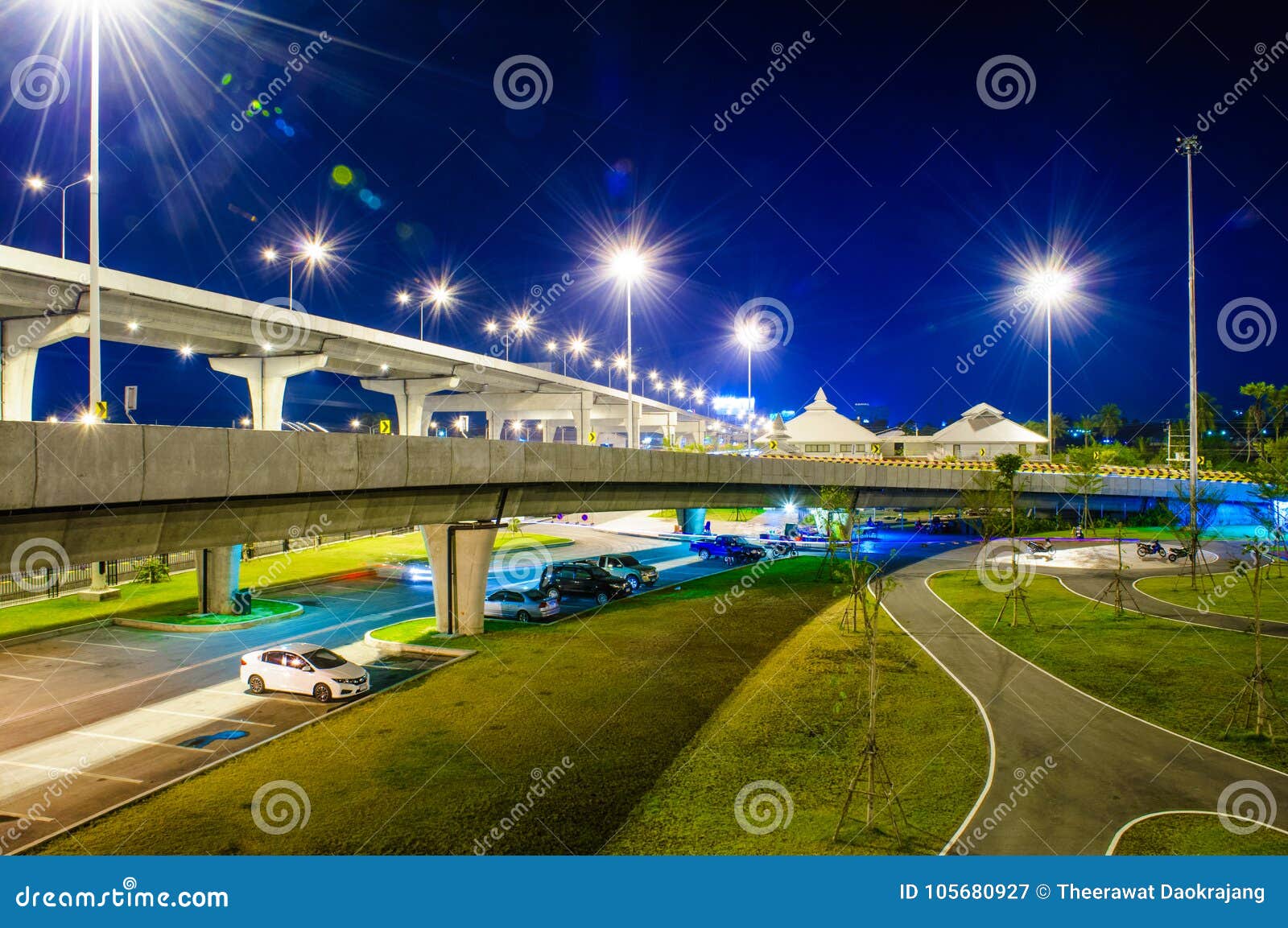Night Bridge Snap stock image. Image of thailand, reflection - 105680927