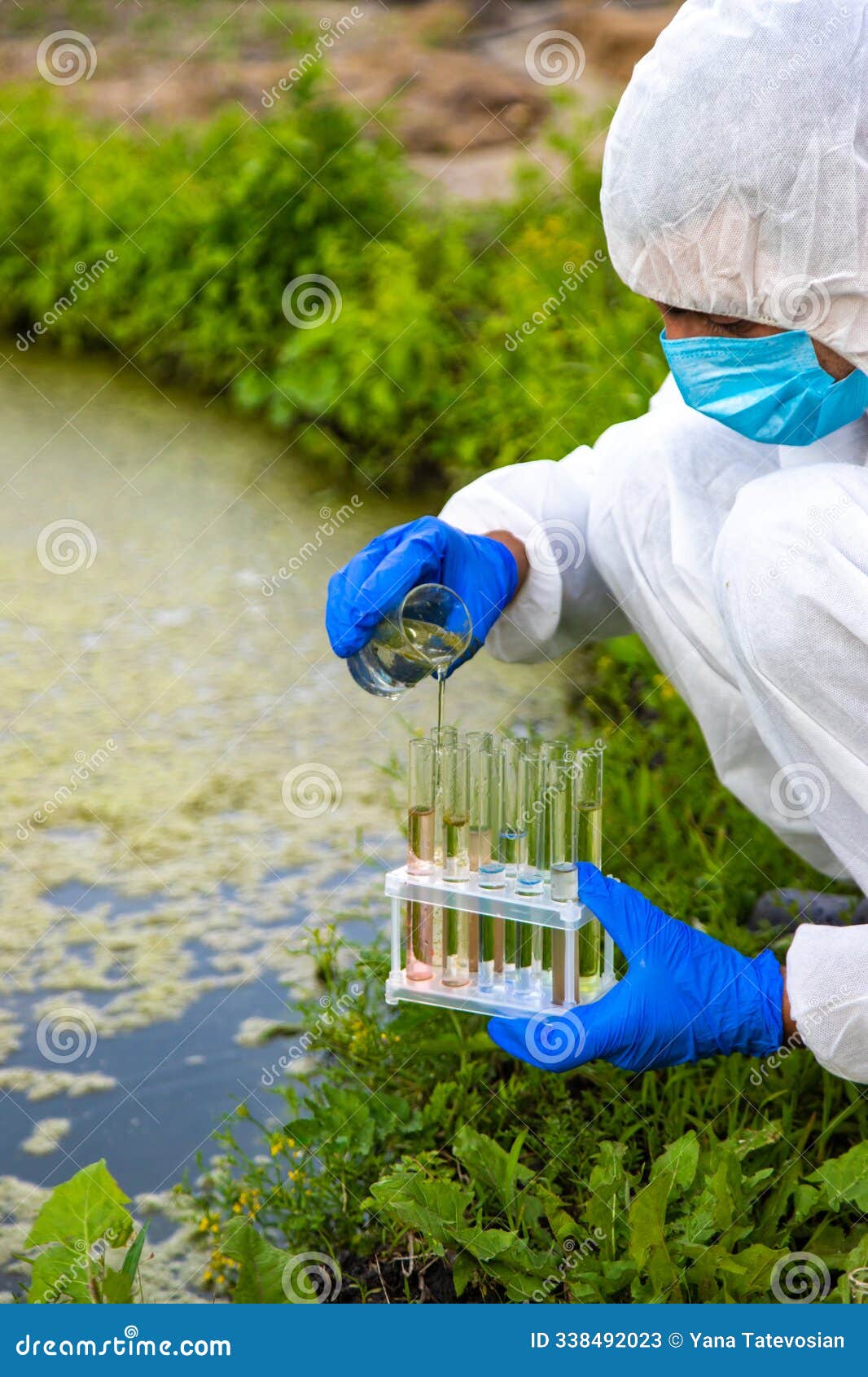 Take a Water Sample from the River. Selective Focus Stock Image - Image ...