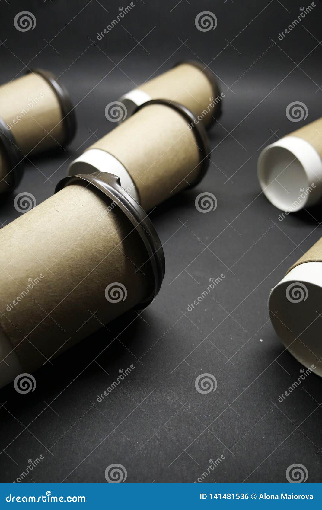 Diagonal Paper Cups Lay on Black Background Stock Photo - Image of ...