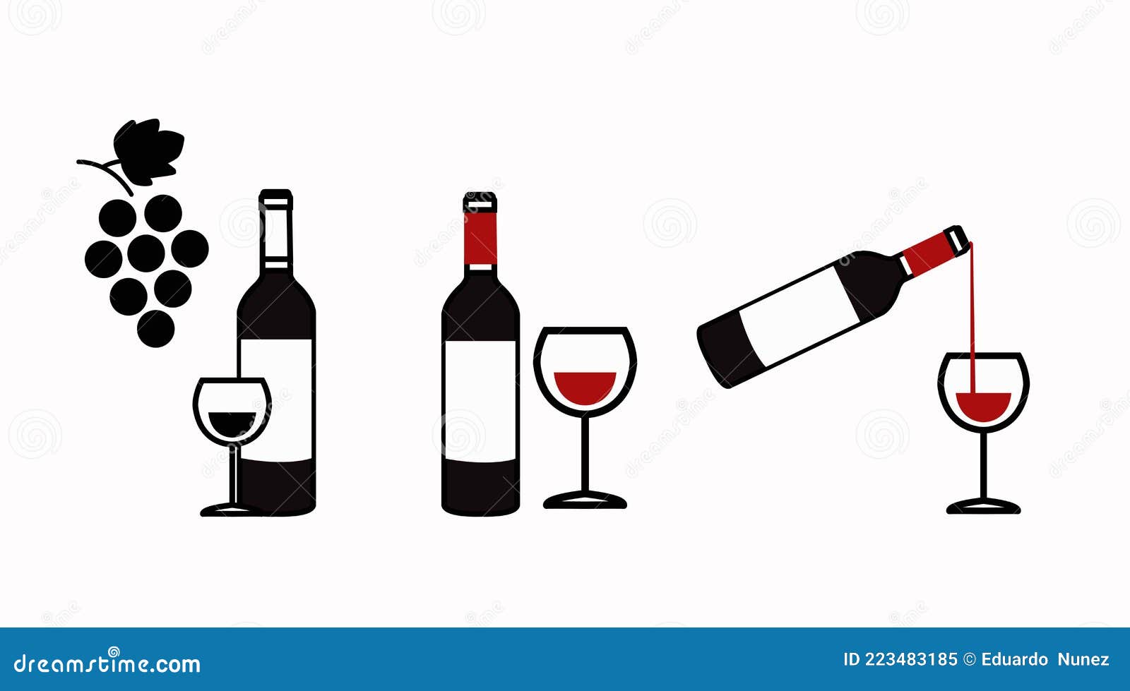 Wine Icon Set. Set of Wine Related Illustrations Stock Vector ...