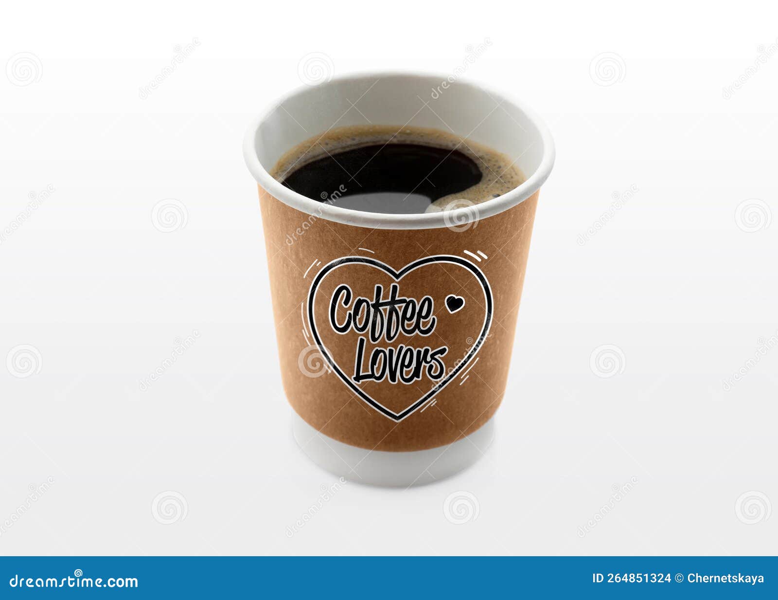 Takeaway Paper Cup with Printed Phrase Coffee Lovers Isolated on White ...