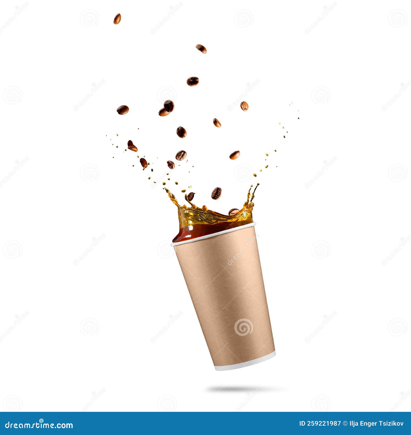 Takeaway Paper Cup with Splashing Coffee. Falling Disposable Paper Cup ...