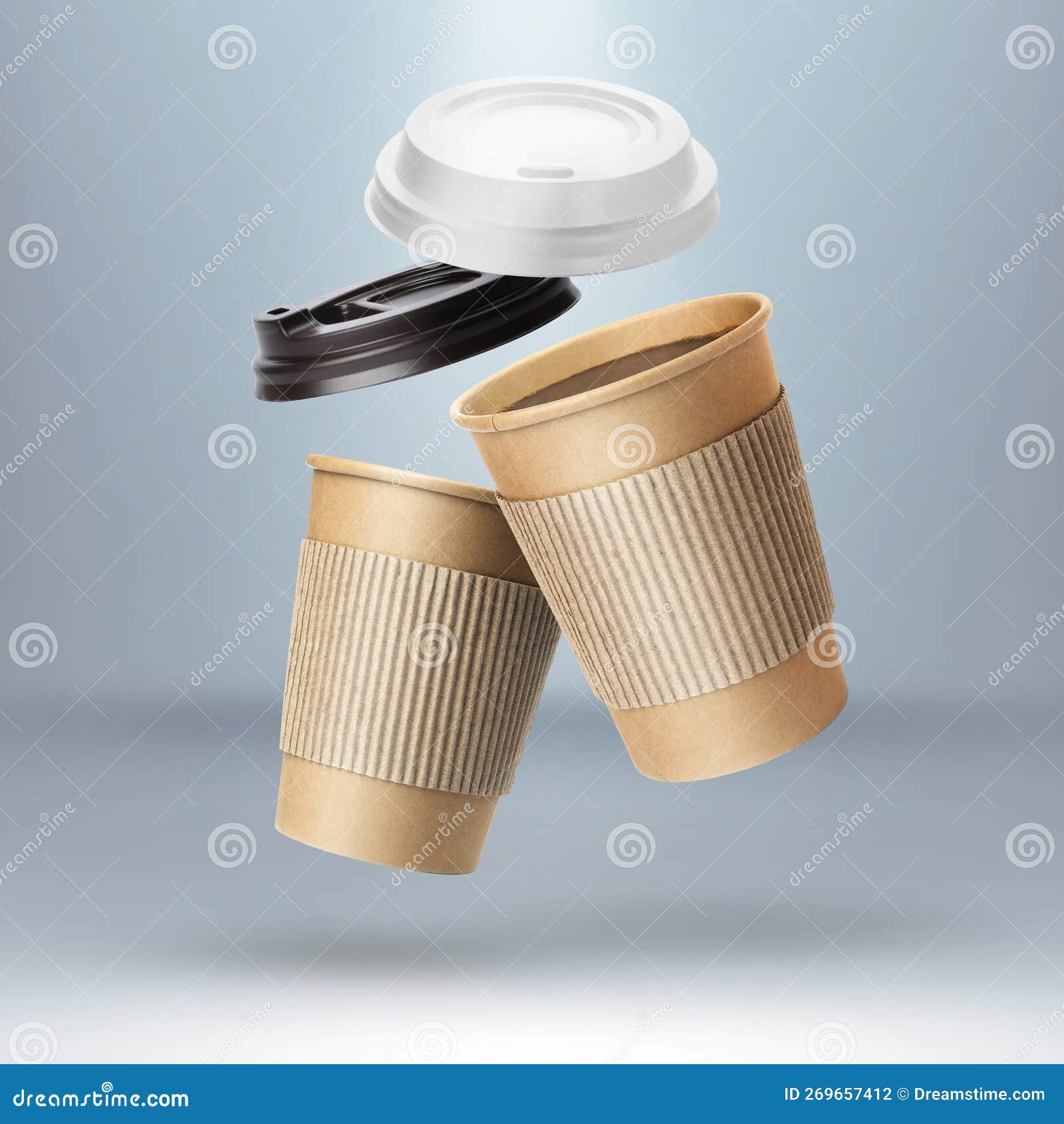Takeaway Paper Cups on Light Grey Background Stock Illustration ...
