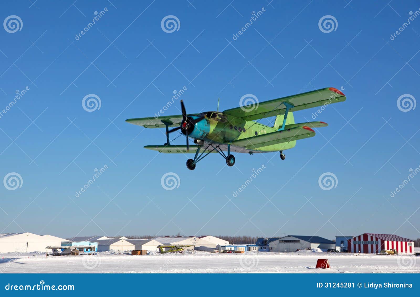 Takeoff biplane an-2 stock image. Image of airplane, land - 31245281