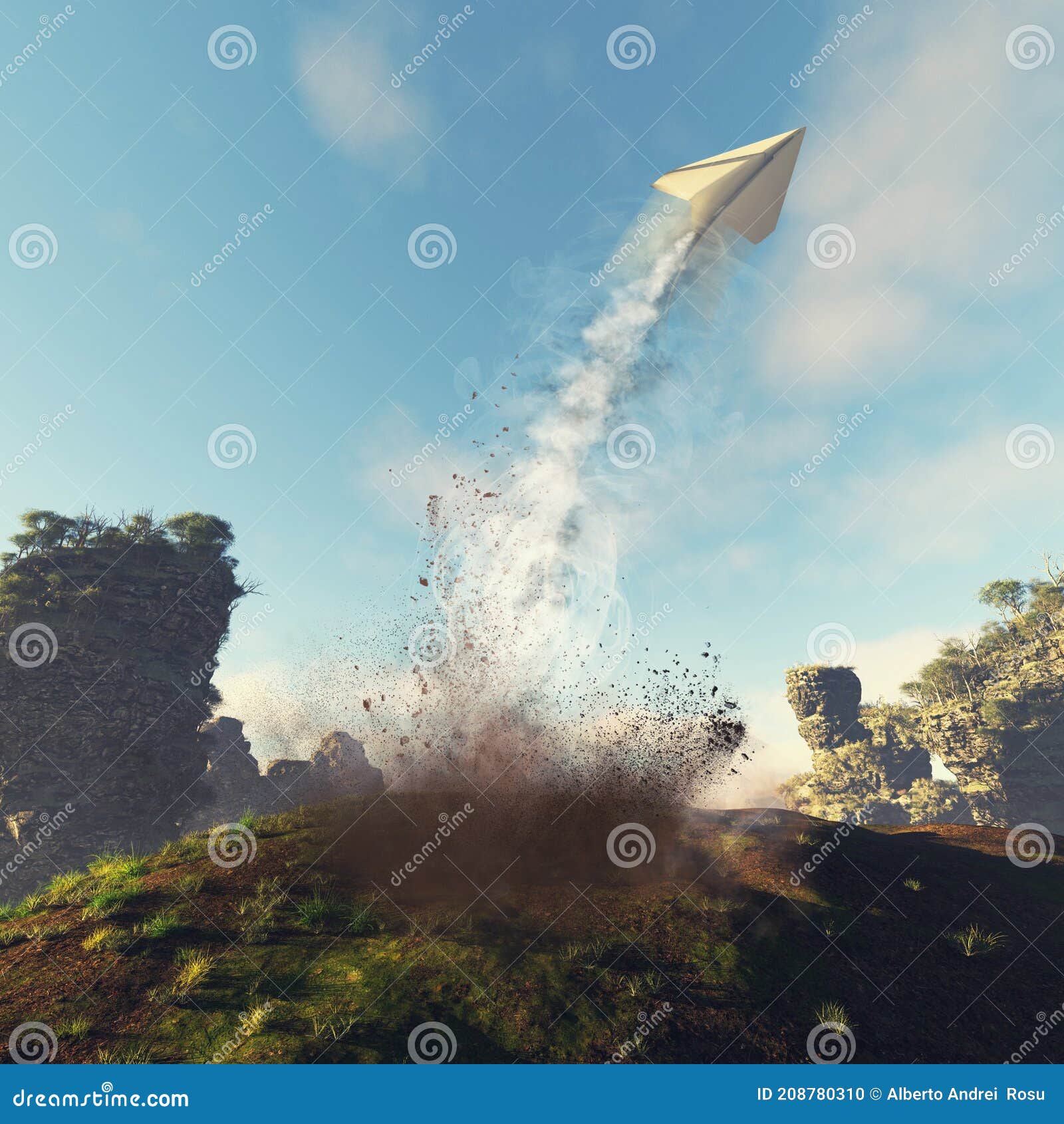 Takeoff paper plane stock illustration. Illustration of challenge ...