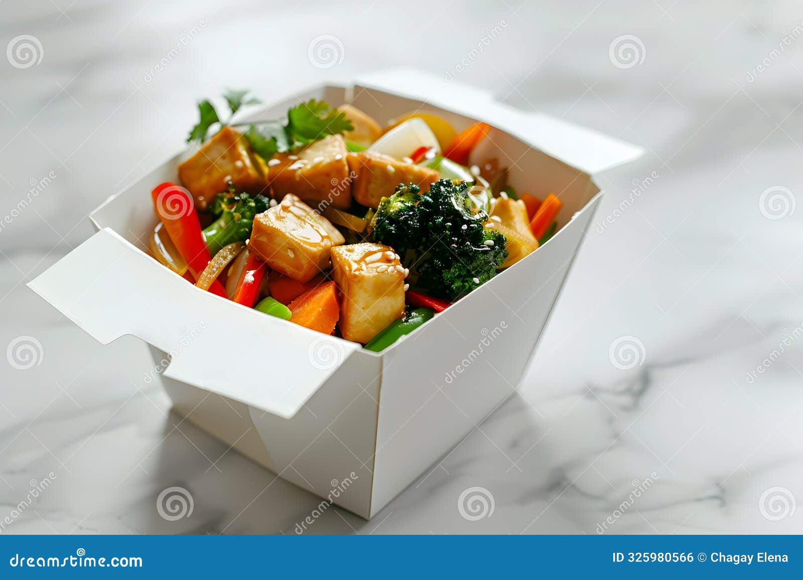 Takeout box of stir-fry stock illustration. Illustration of vegetarian ...