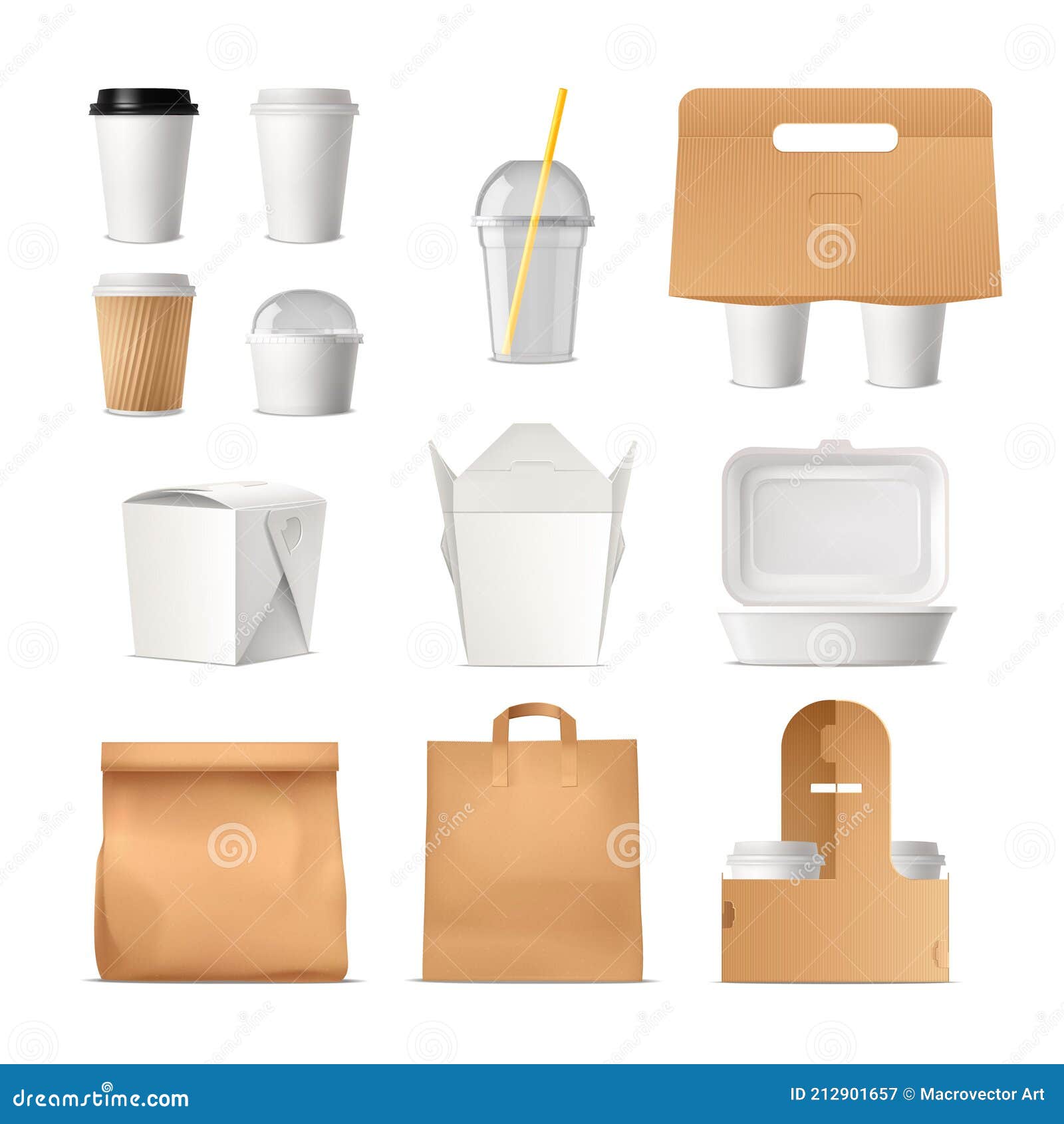 Takeout Fast Food Package Realistic Set Stock Vector - Illustration of ...