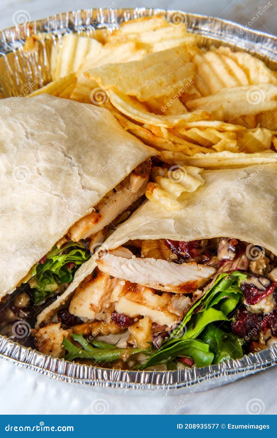 Chicken Wrap Potato Chips stock image. Image of sandwich - 208935577