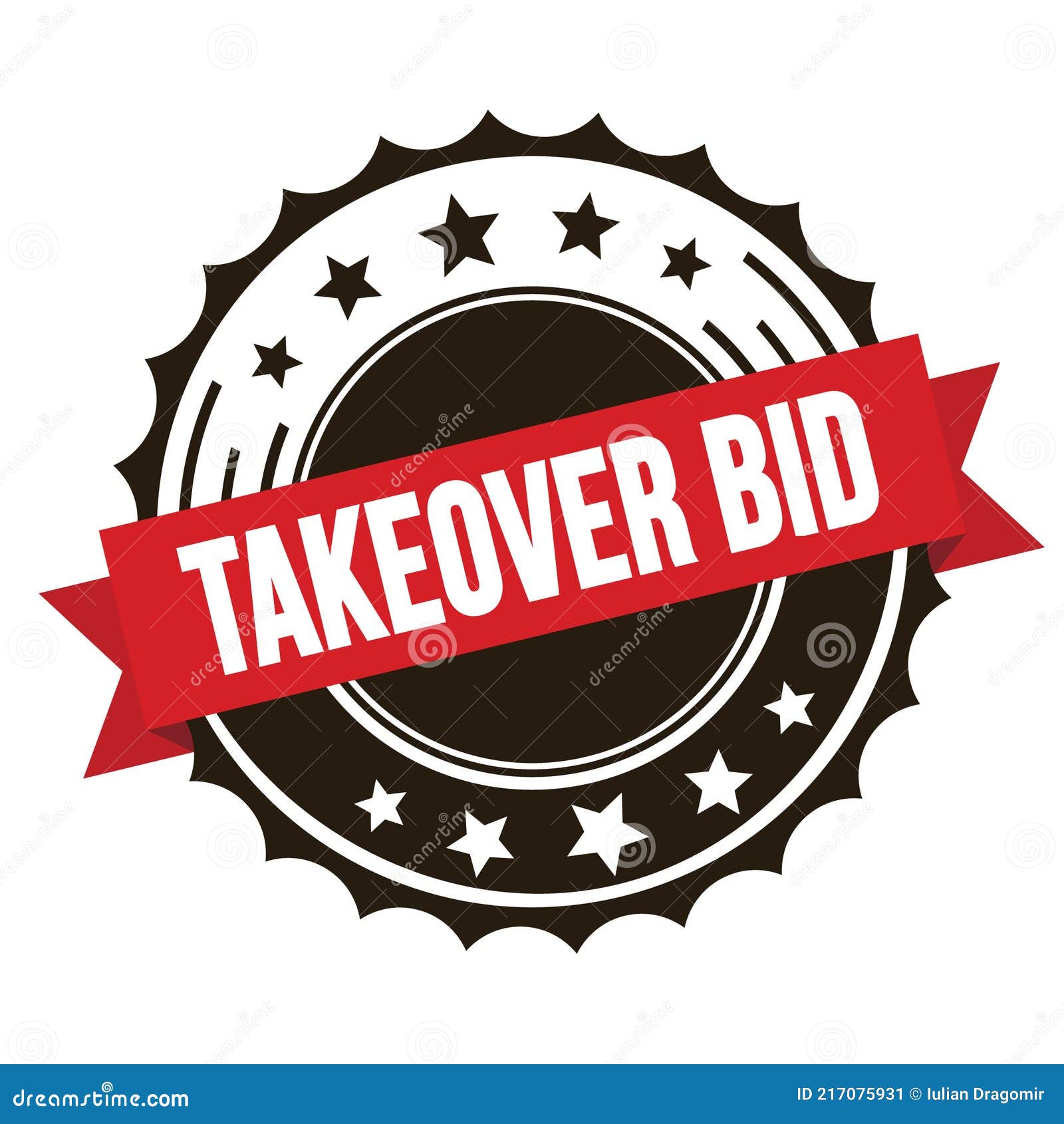 TAKEOVER BID Text on Red Brown Ribbon Stamp Stock Illustration ...