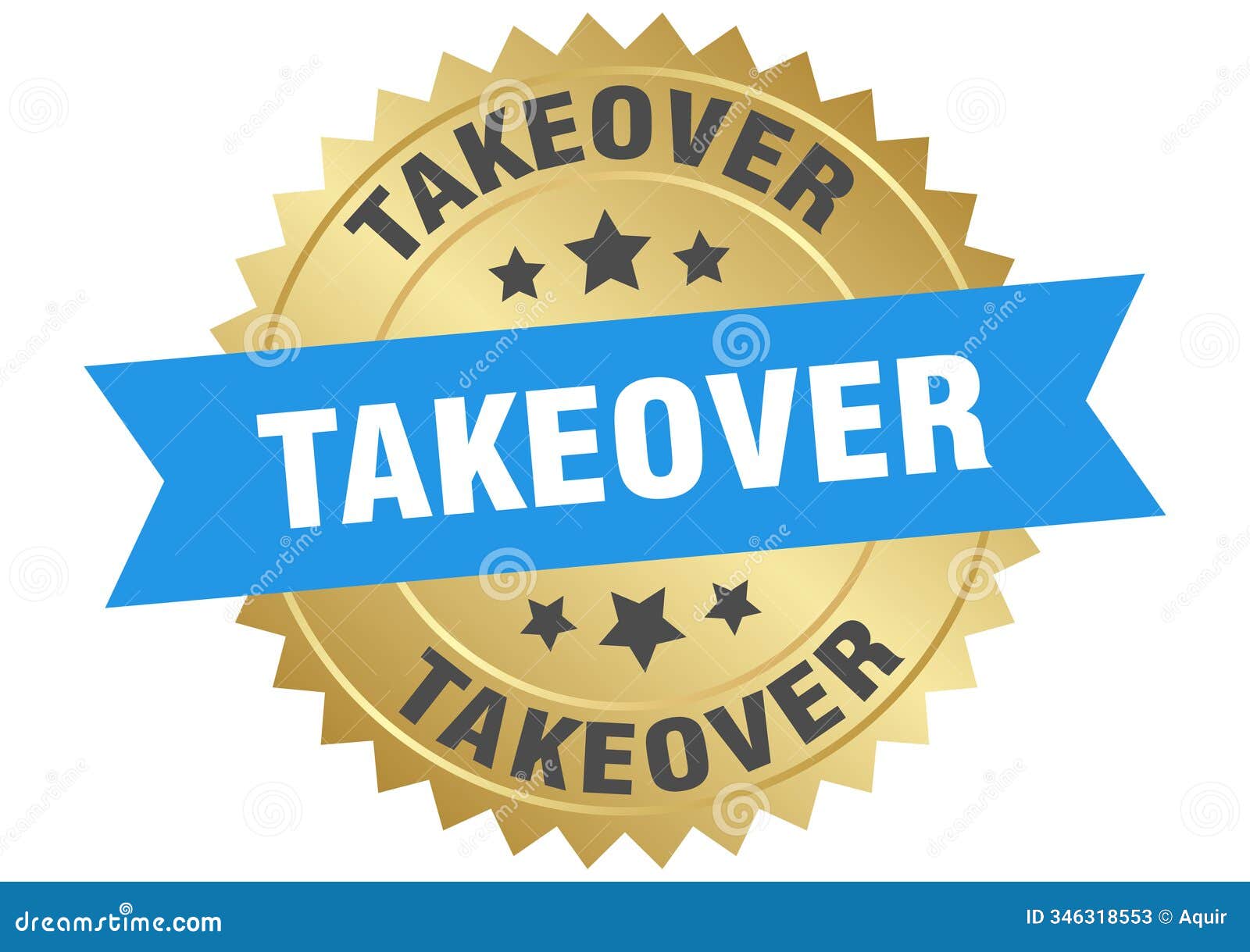Takeover. Takeover Round Blue and Gold Label Isolated on Transparent ...