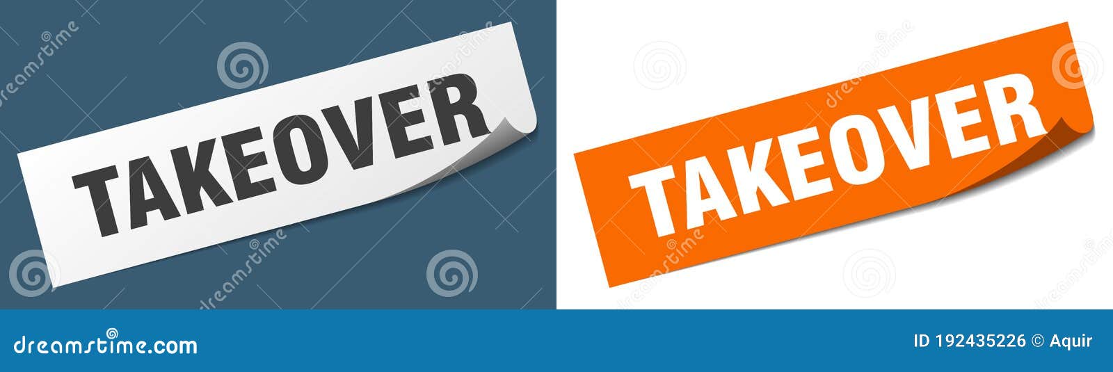 Takeover Sticker. Takeover Sign Set Stock Vector - Illustration of peel ...