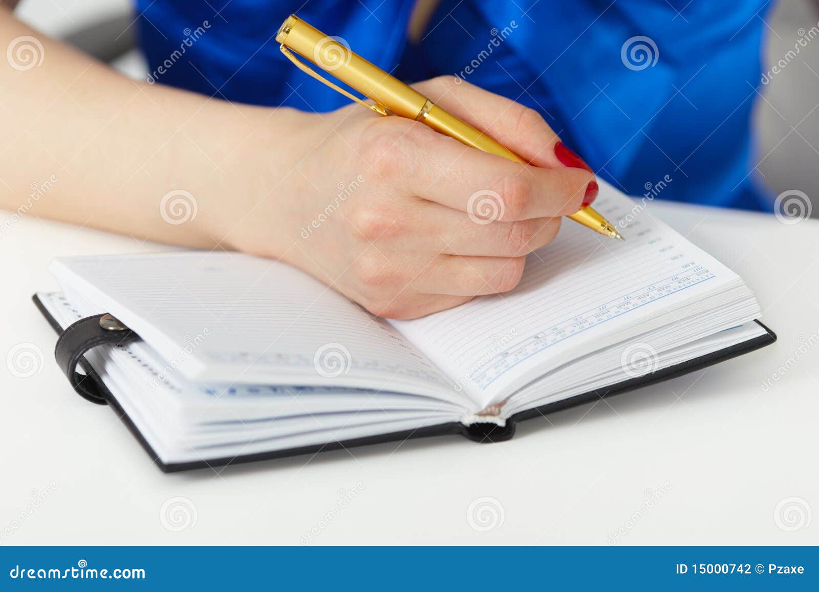 She Takes Notes in Notebook Stock Photo - Image of desk, white: 15000742