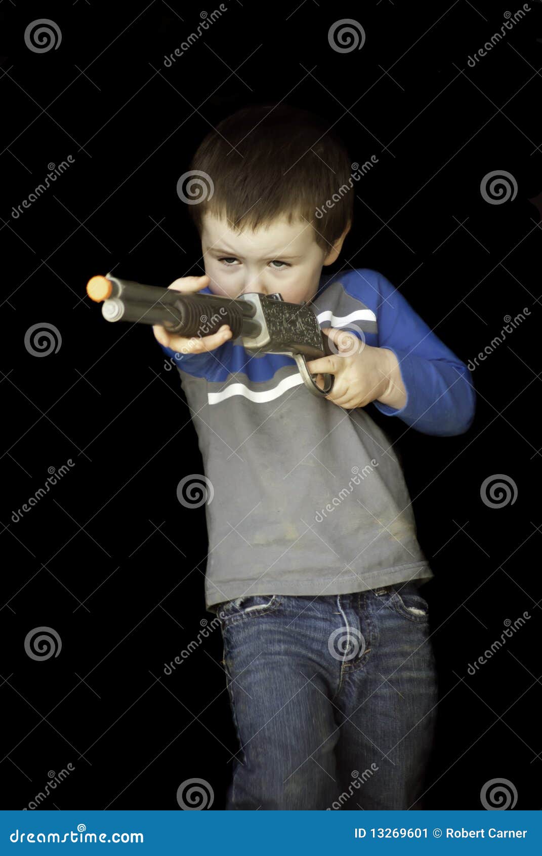 Taking aim with a toy gun stock image. Image of portrait - 13269601