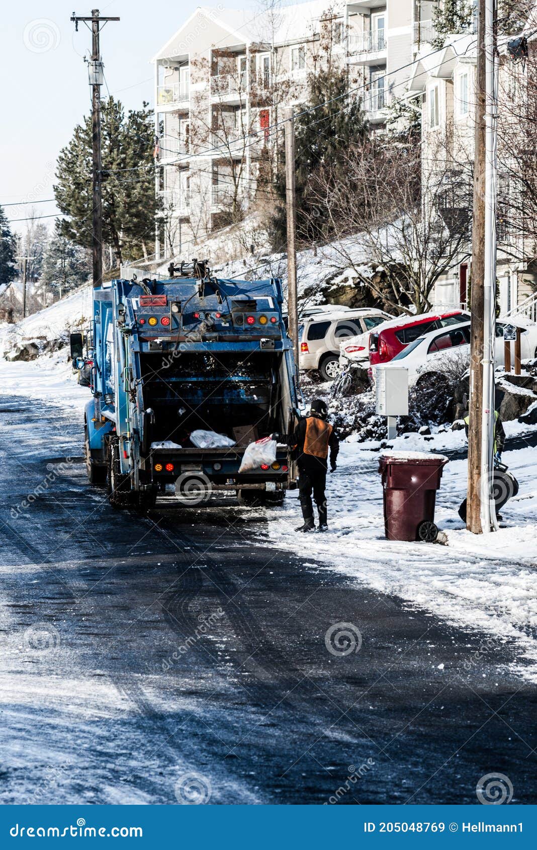 Trash in Winter stock image. Image of action, dump, machinery - 205048769
