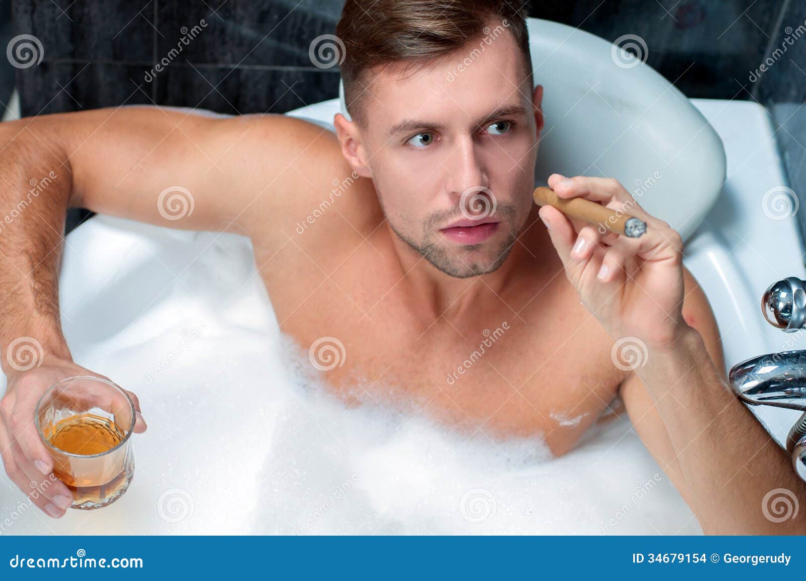 Taking bath stock photo. Image of bathroom, muscular - 34679154
