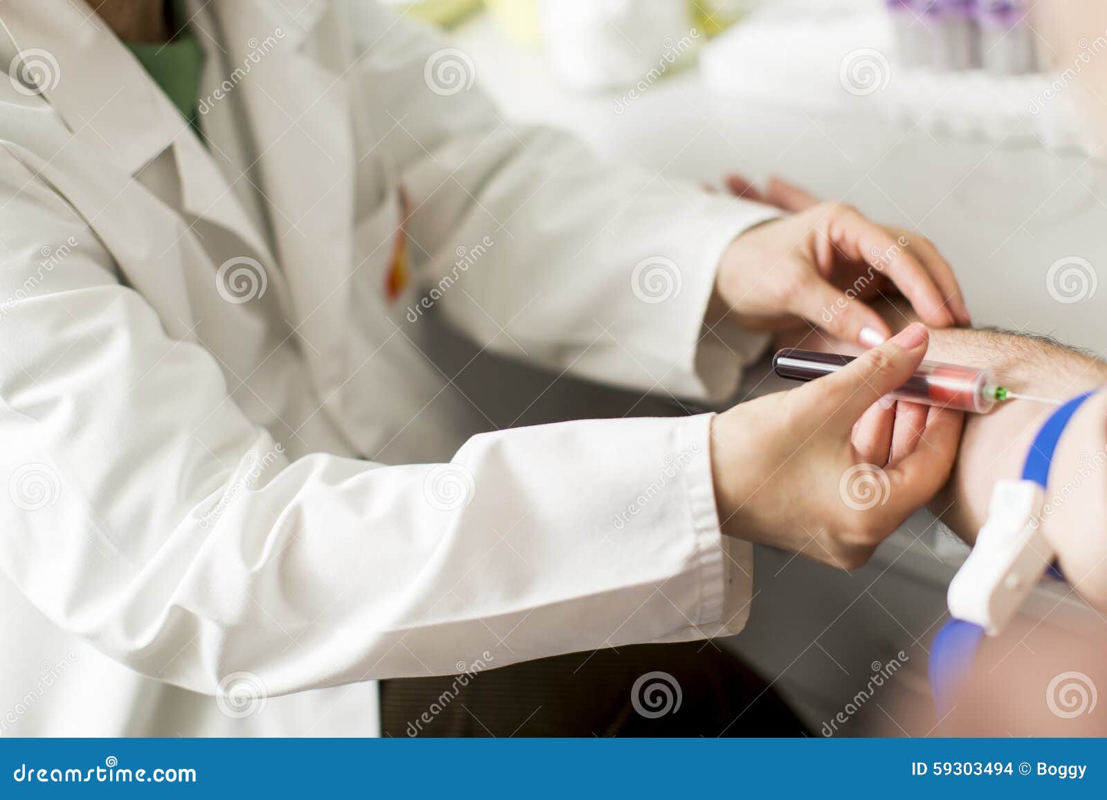 Taking blood in laboratory stock photo. Image of doctor - 59303494