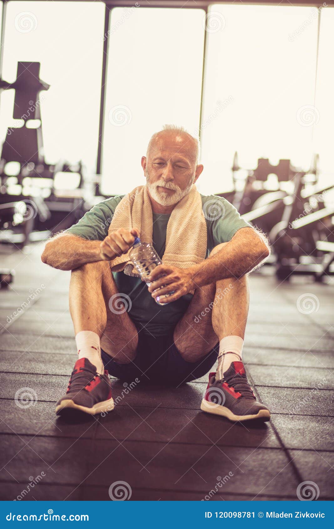 Taking break. Man at gym. stock image. Image of body - 120098781