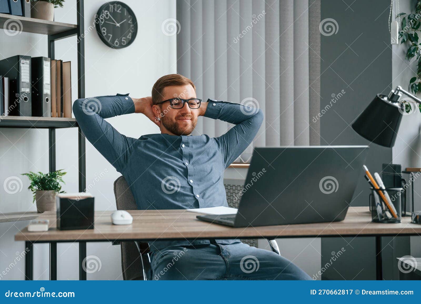 Taking a Break. Man is Working in the Modern Office Stock Image - Image ...