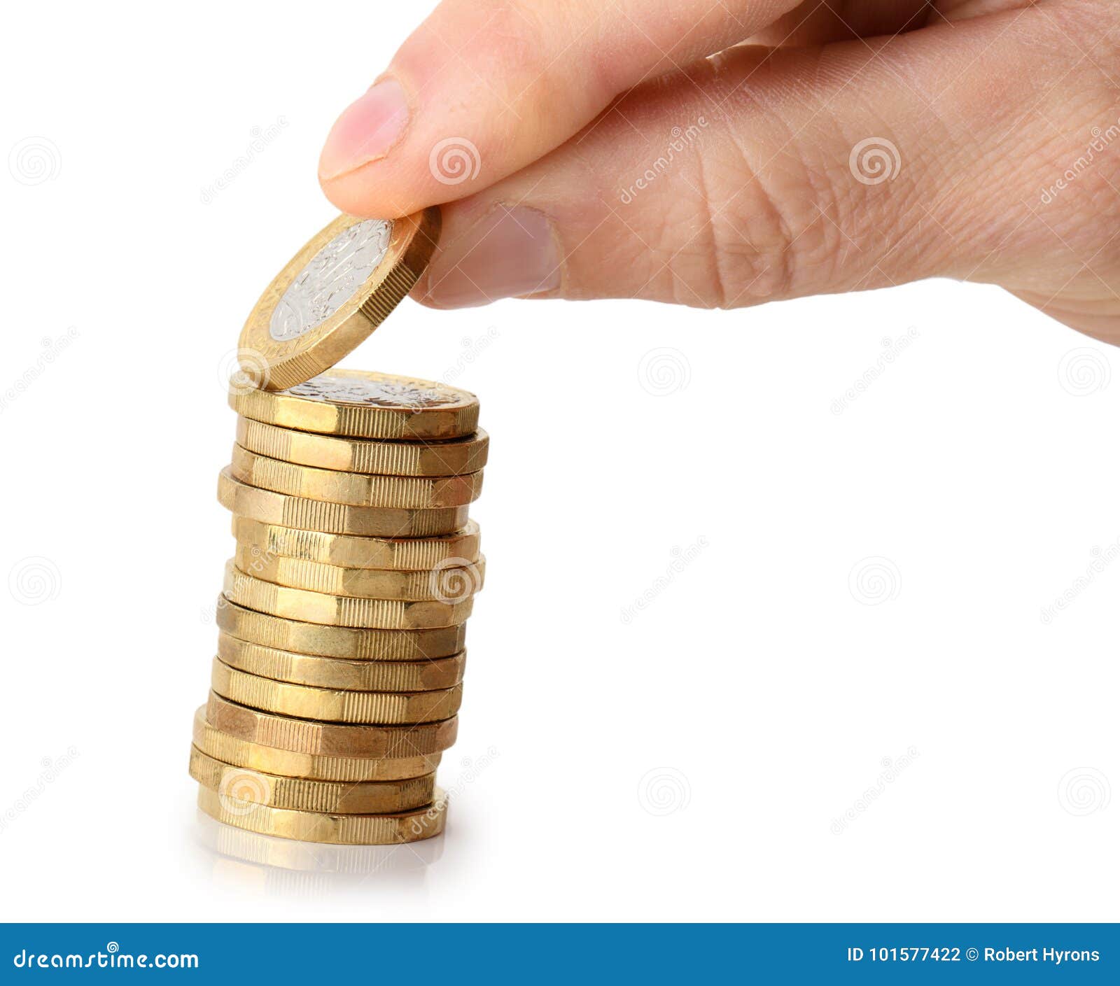 Taking a Coin from the Stack Stock Photo - Image of hand, global: 101577422