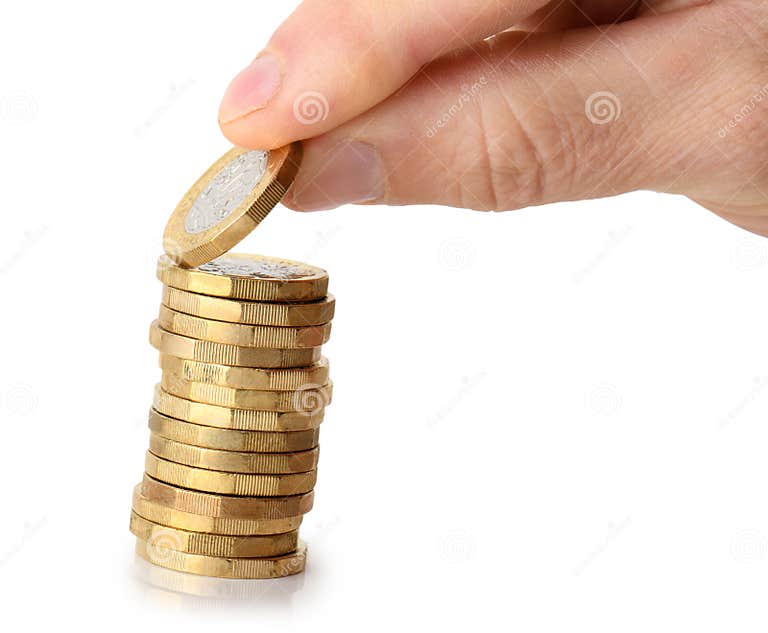 Taking a Coin from the Stack Stock Photo - Image of hand, global: 101577422