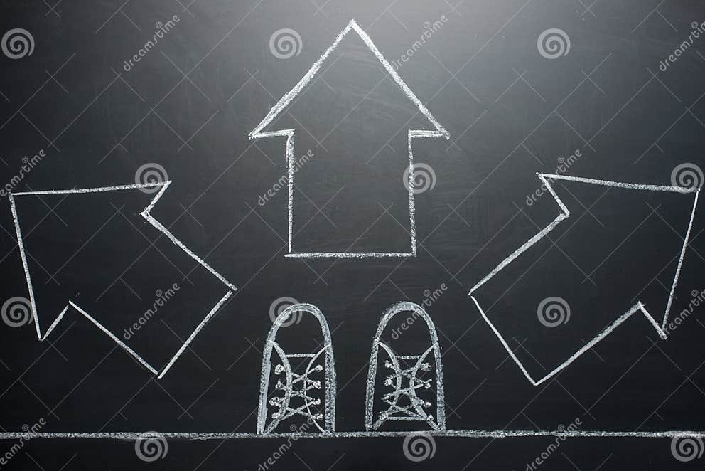 Taking Decisions for the Future Man Standing with Three Direction Arrow ...