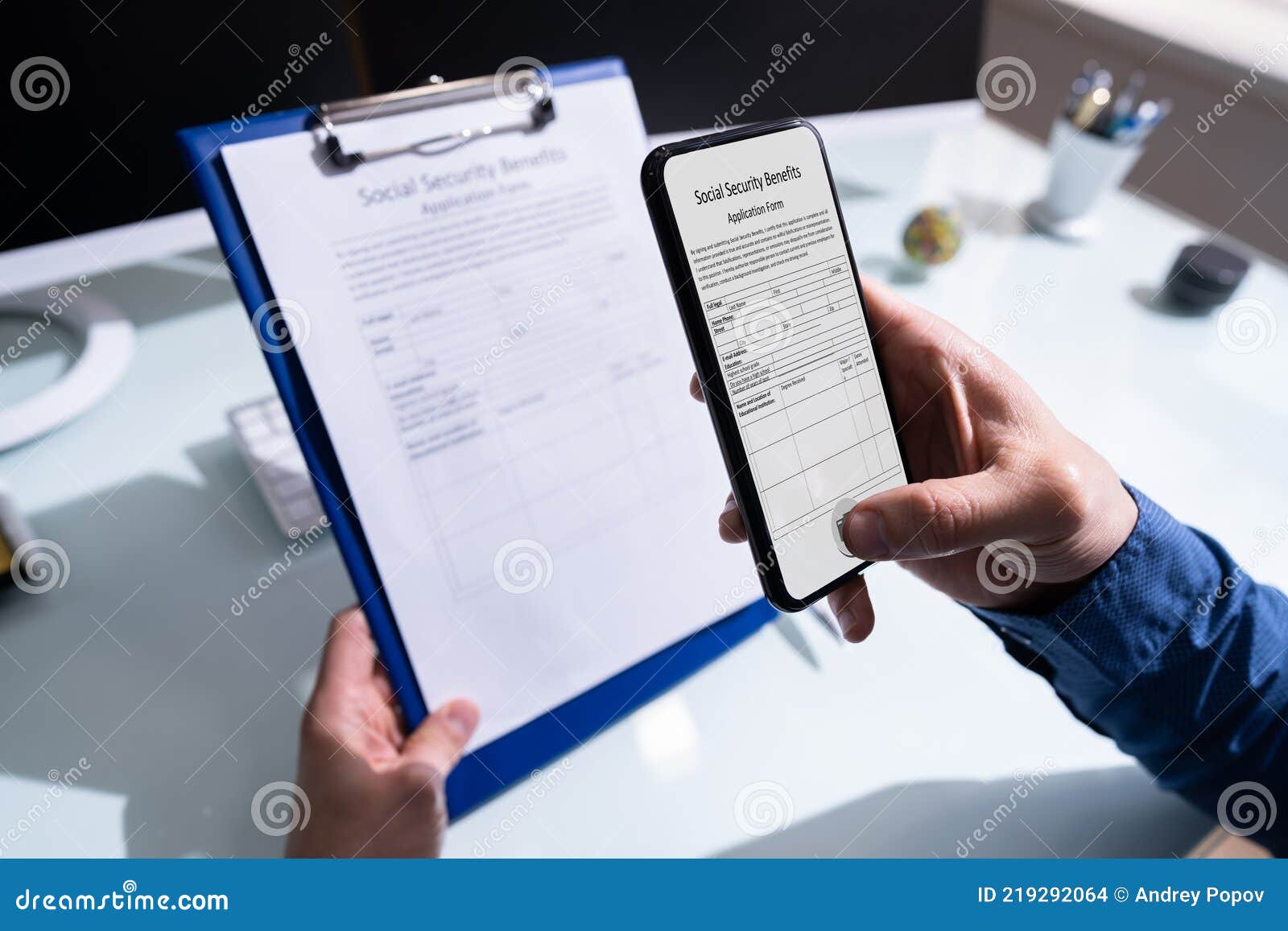Taking Document Picture Using Phone Stock Photo - Image of office, male ...