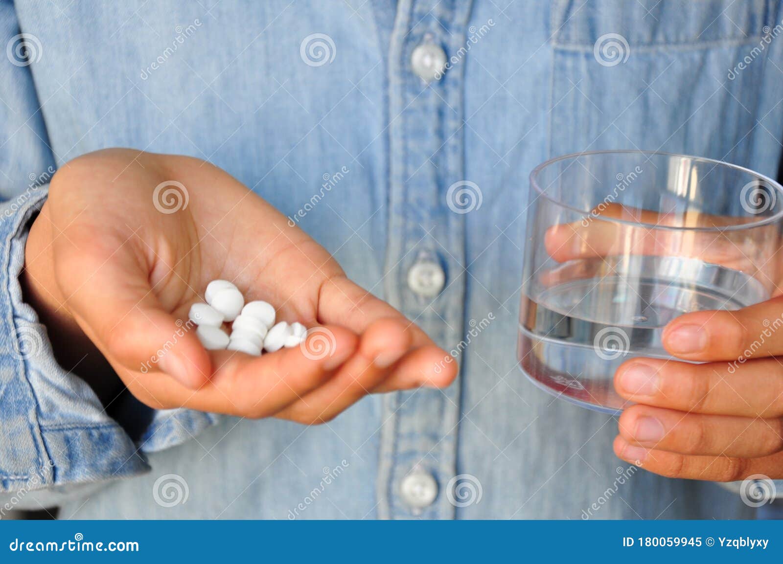 Taking Drugs Pills with a Cup of Water Stock Image - Image of medicine ...