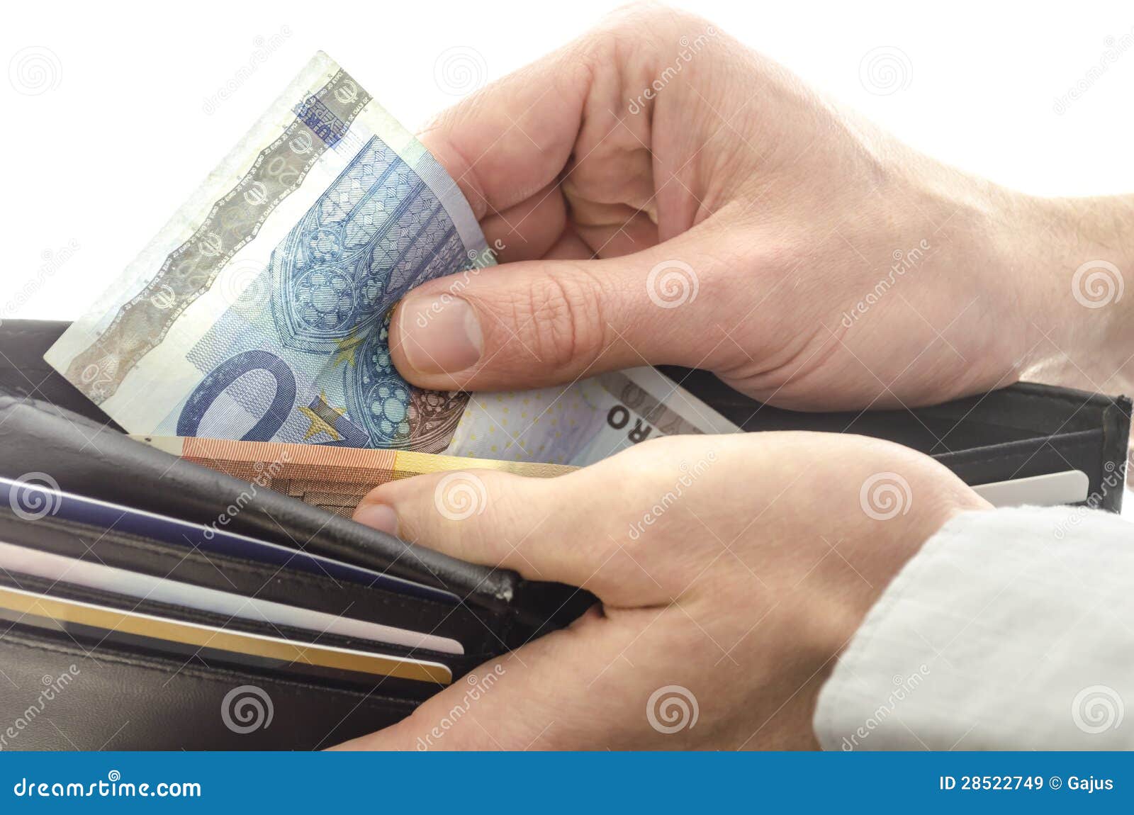 Taking Money Out of a Wallet Stock Image - Image of euro, customer ...