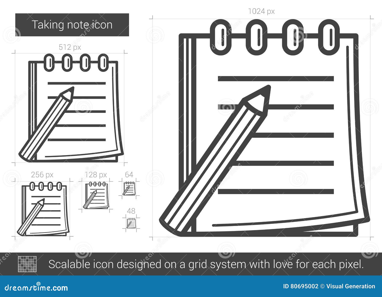 Taking note line icon. stock vector. Illustration of background - 80695002