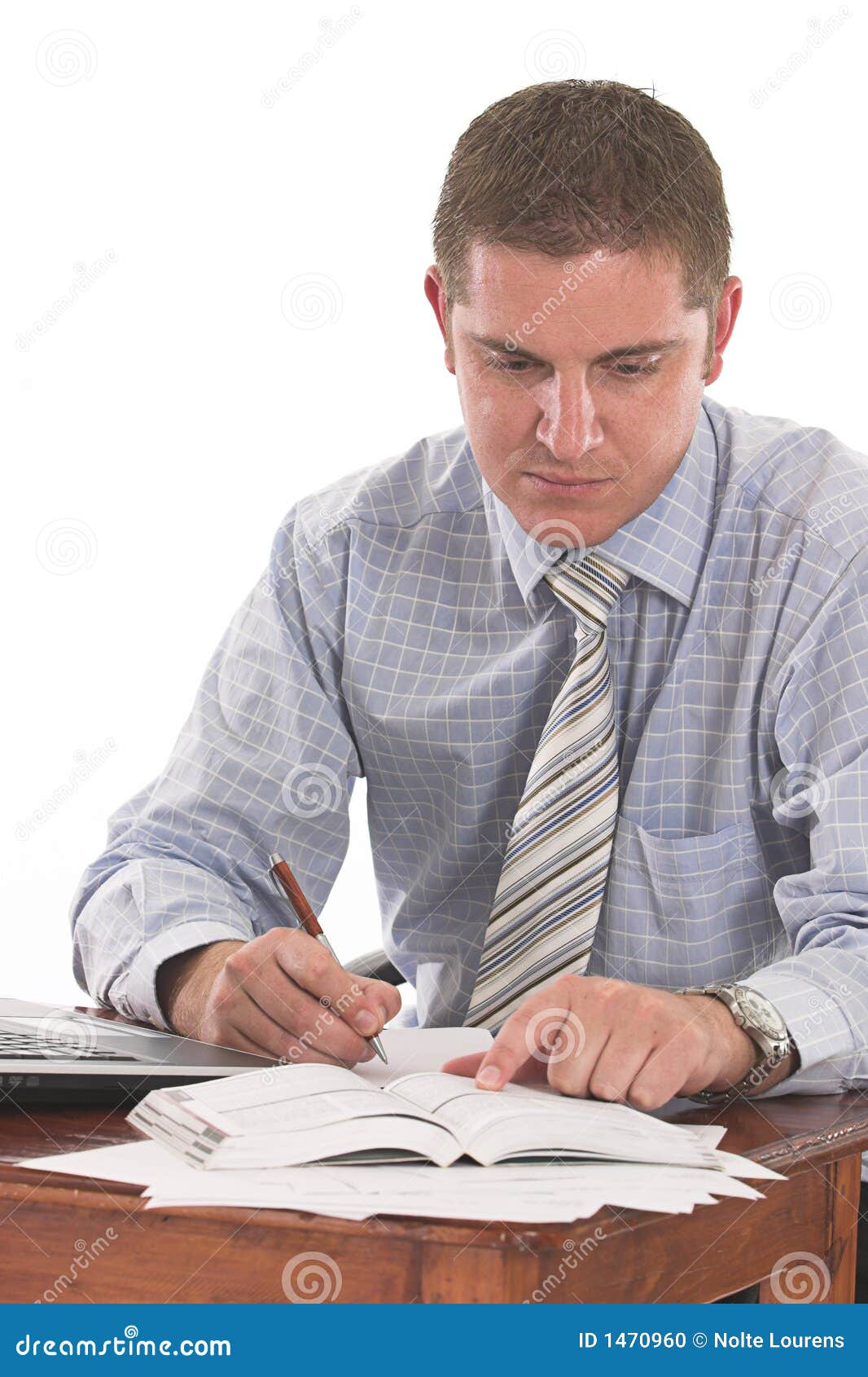 Taking notes stock photo. Image of ginger, computer, desk - 1470960