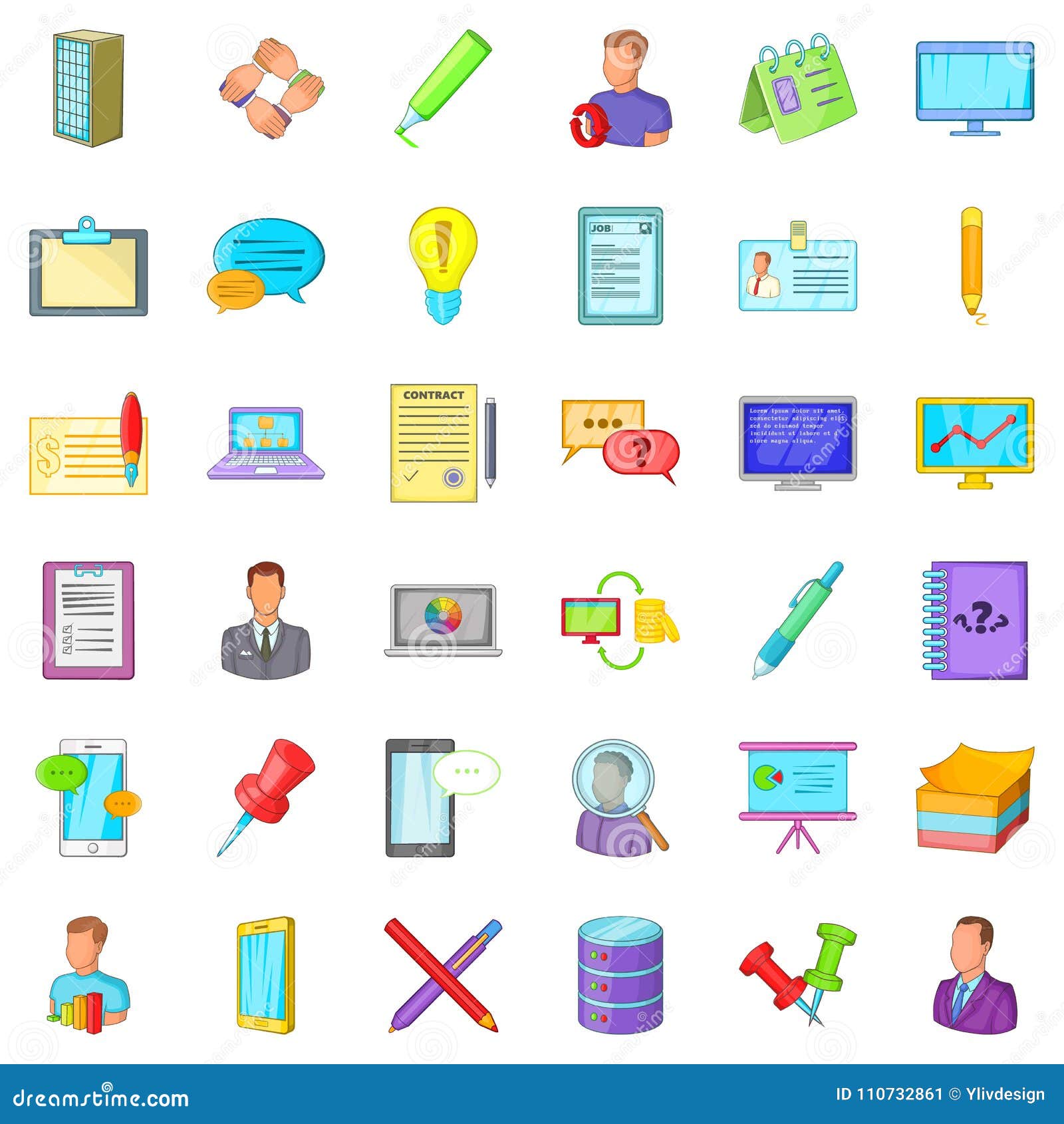 Taking Notes Icons Set, Cartoon Style Stock Vector - Illustration of ...