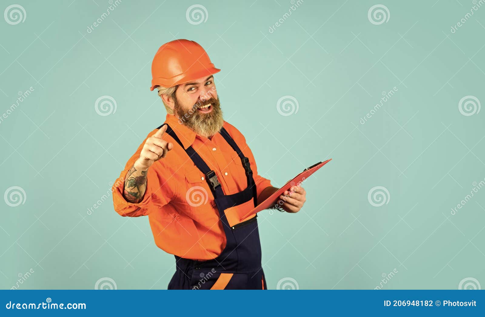 Taking Notes. Industry And Paperwork. Worker With Happy Face. Inspector ...