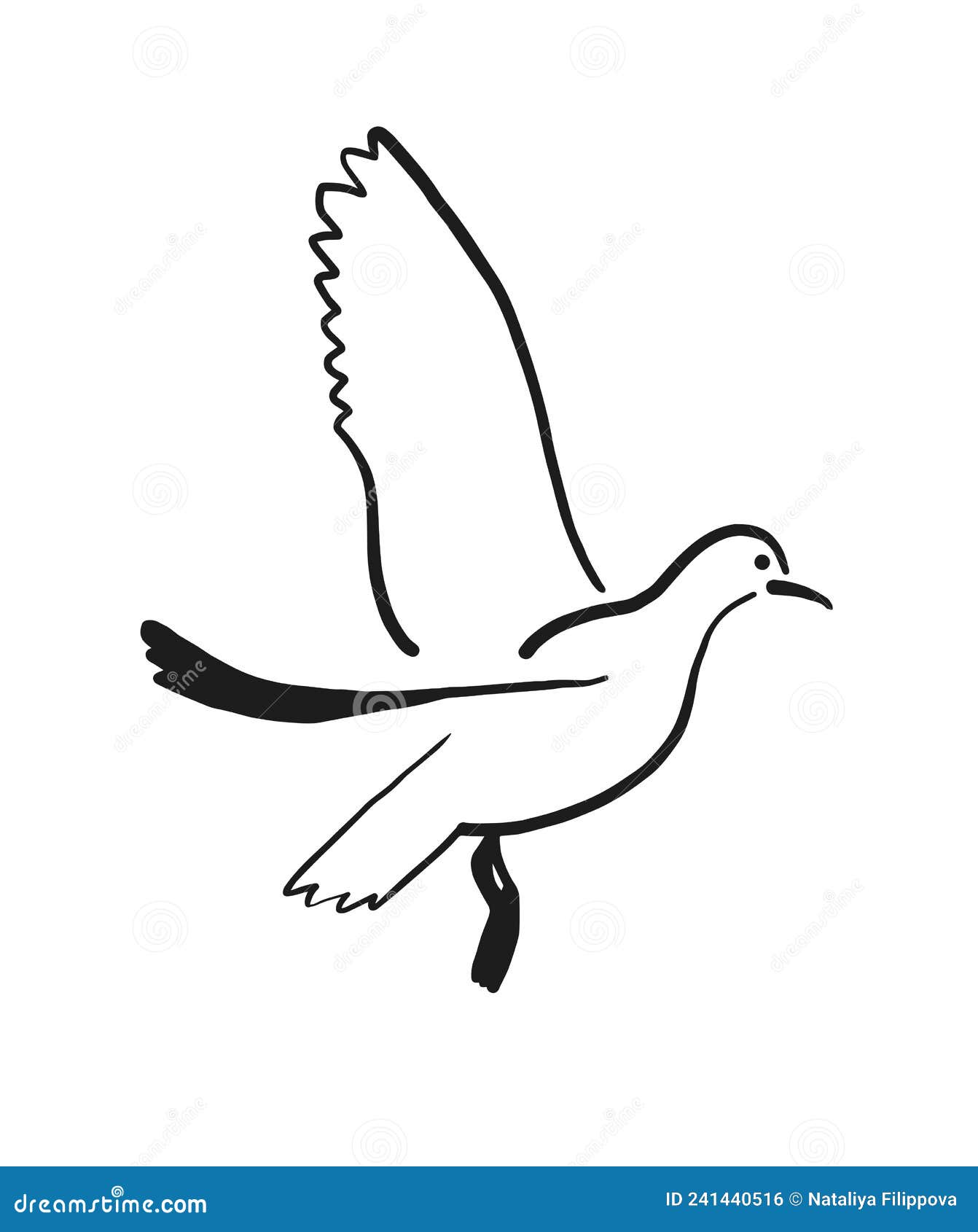 Taking off bird, contour stock vector. Illustration of black - 241440516