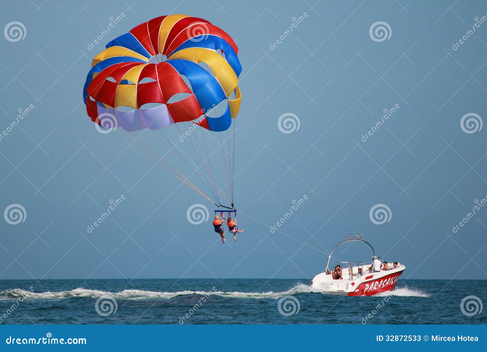 Taking Off with Parasail Chute Stock Image - Image of chute, canopy ...