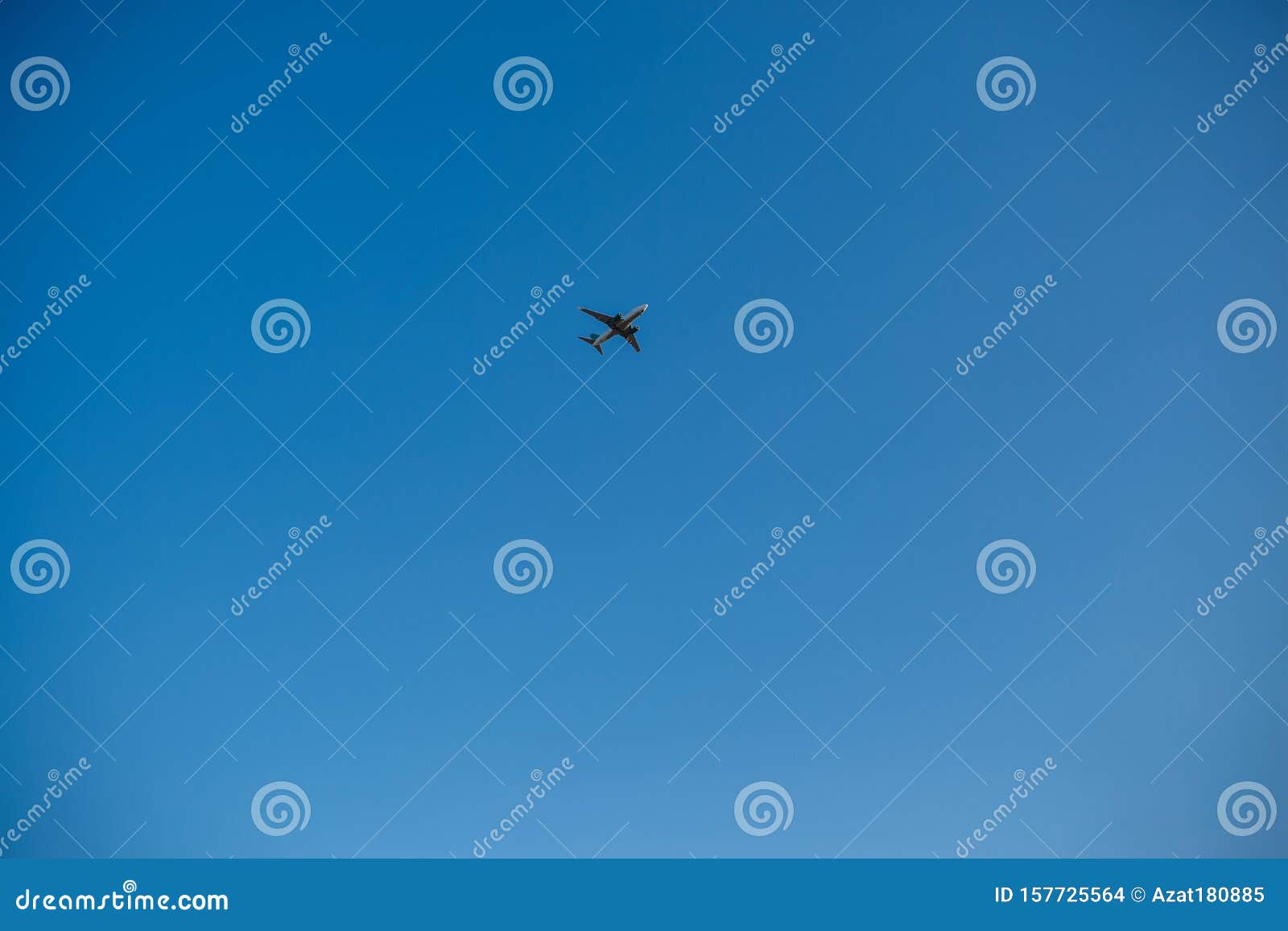 Taking Off the Plane . View from Below on a Blue Sky Background Stock ...