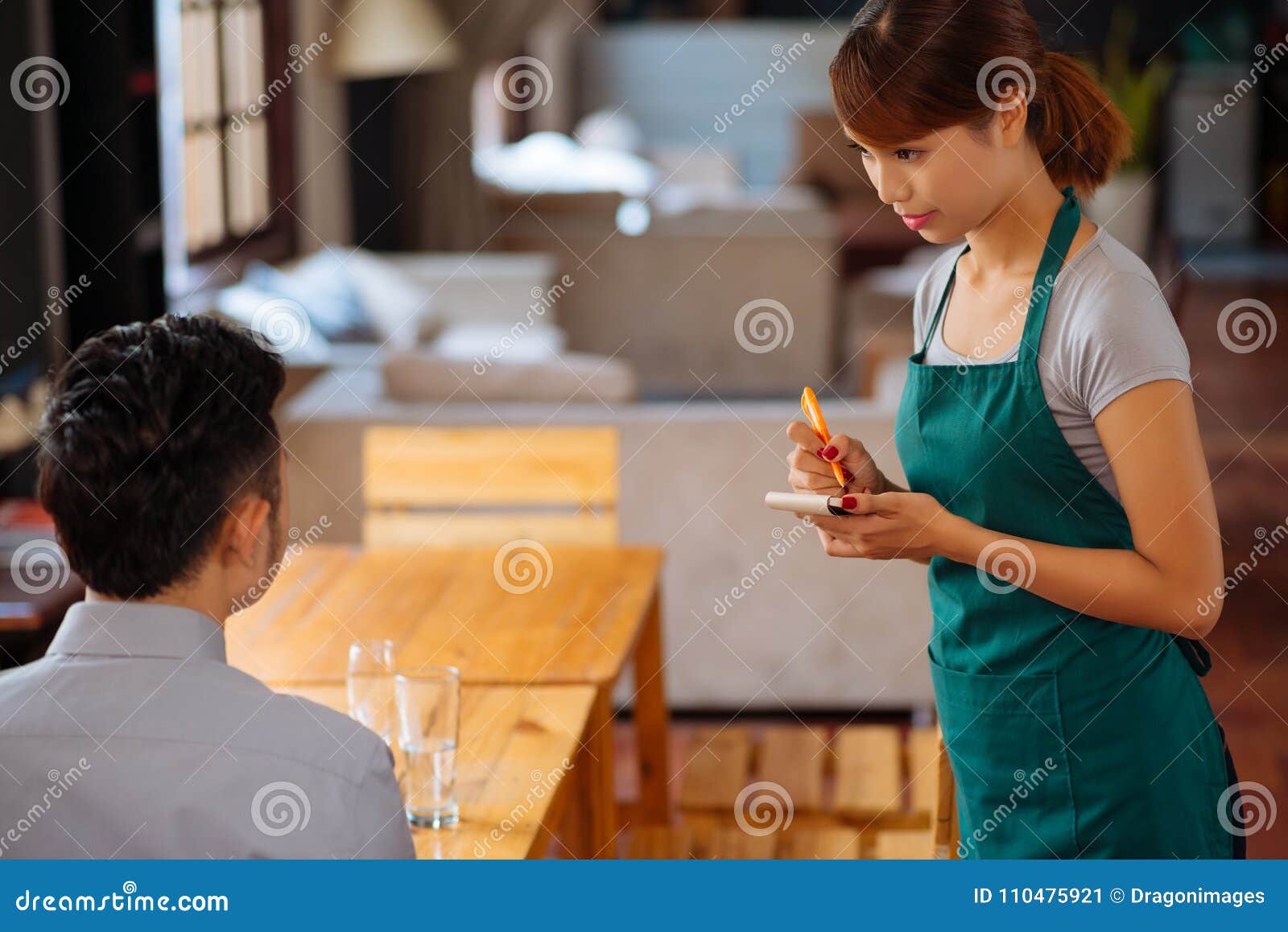 Taking order stock image. Image of young, person, female - 110475921