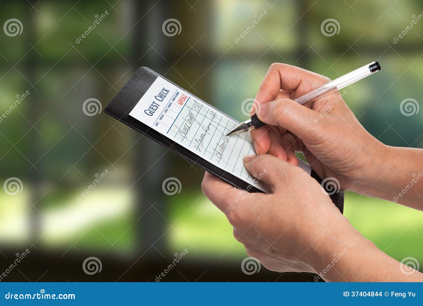 Taking orders stock photo. Image of check, guest, green - 37404844