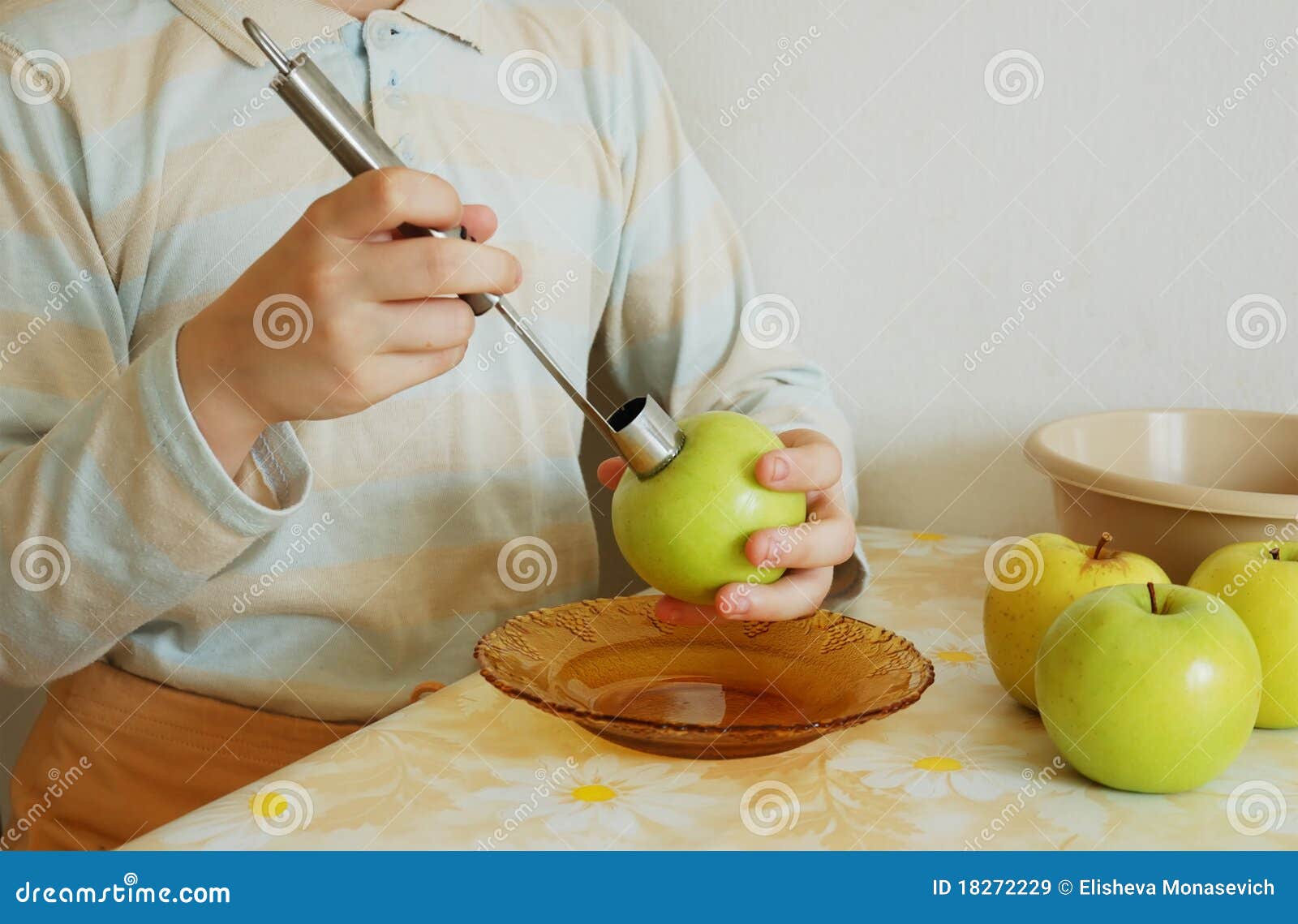 Taking Out an Apple Core. Focus on a Corer. Stock Image - Image of core ...