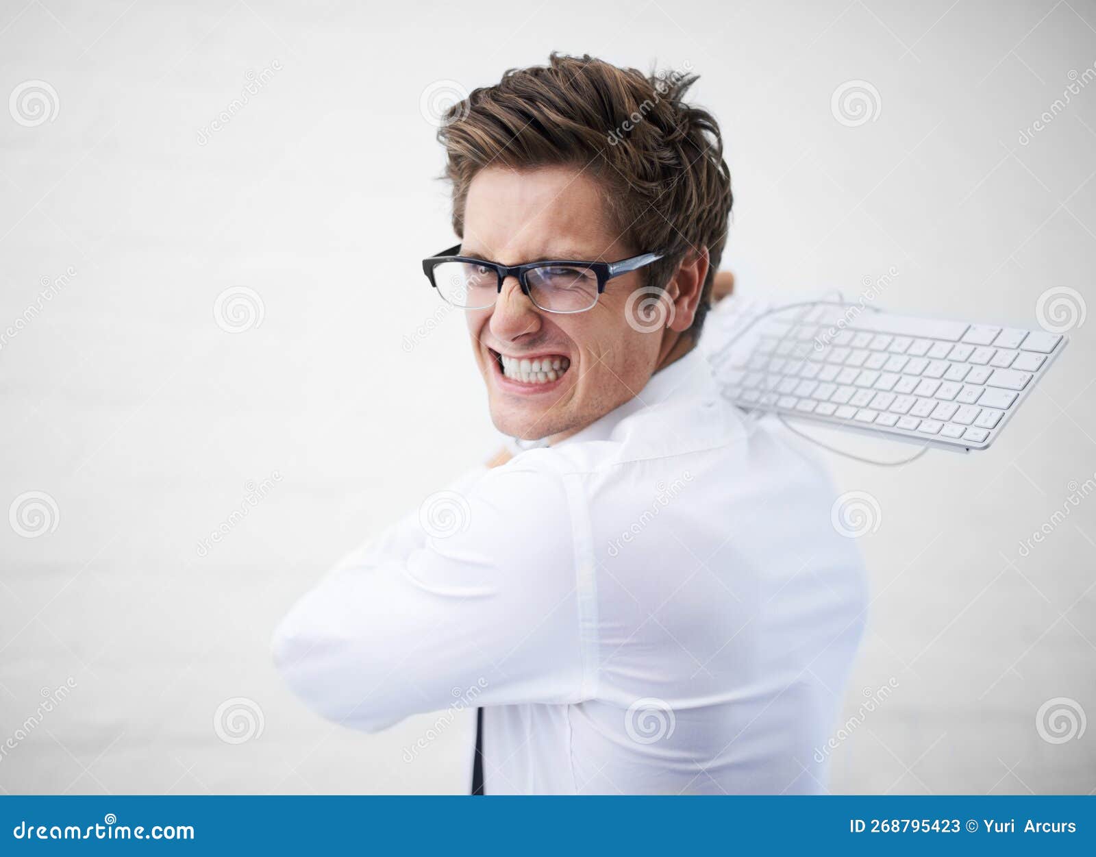 Taking Out His Anger on His Keyboard. an Angry Nerdy Guy Ready To Hit ...