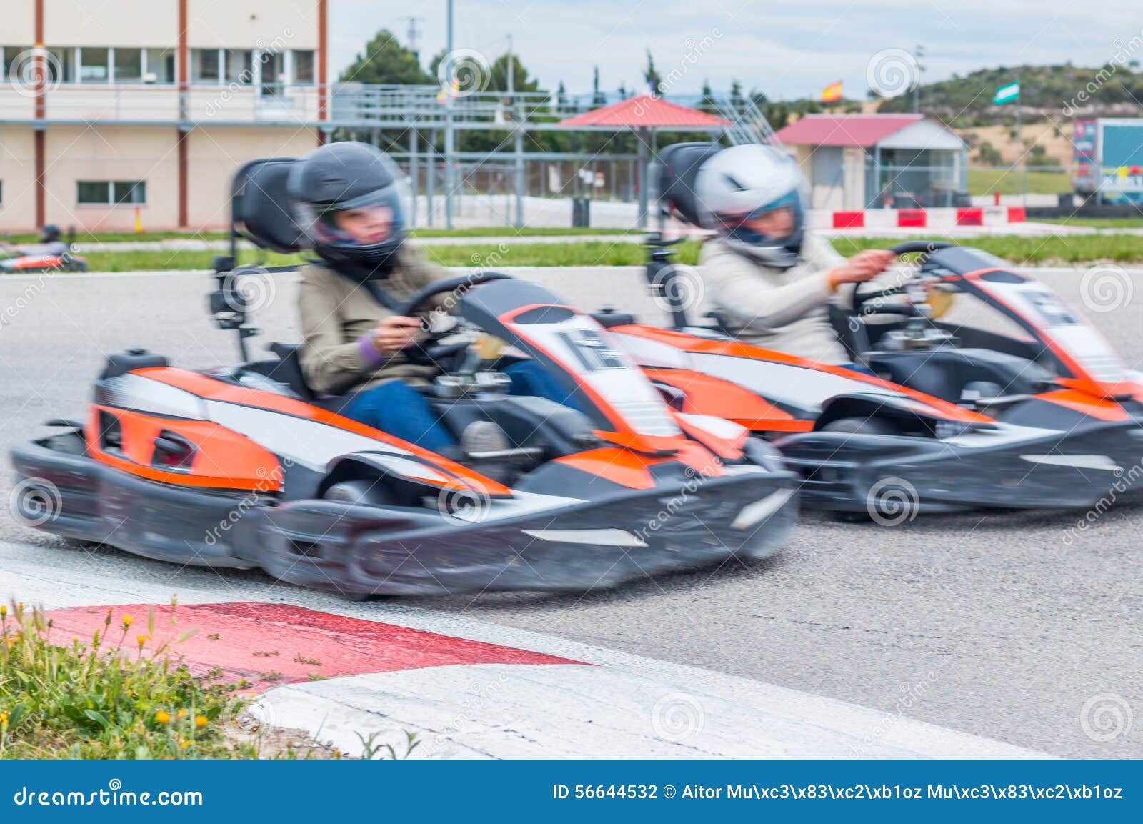 Taking Over in the Karting Race Stock Photo - Image of engine ...