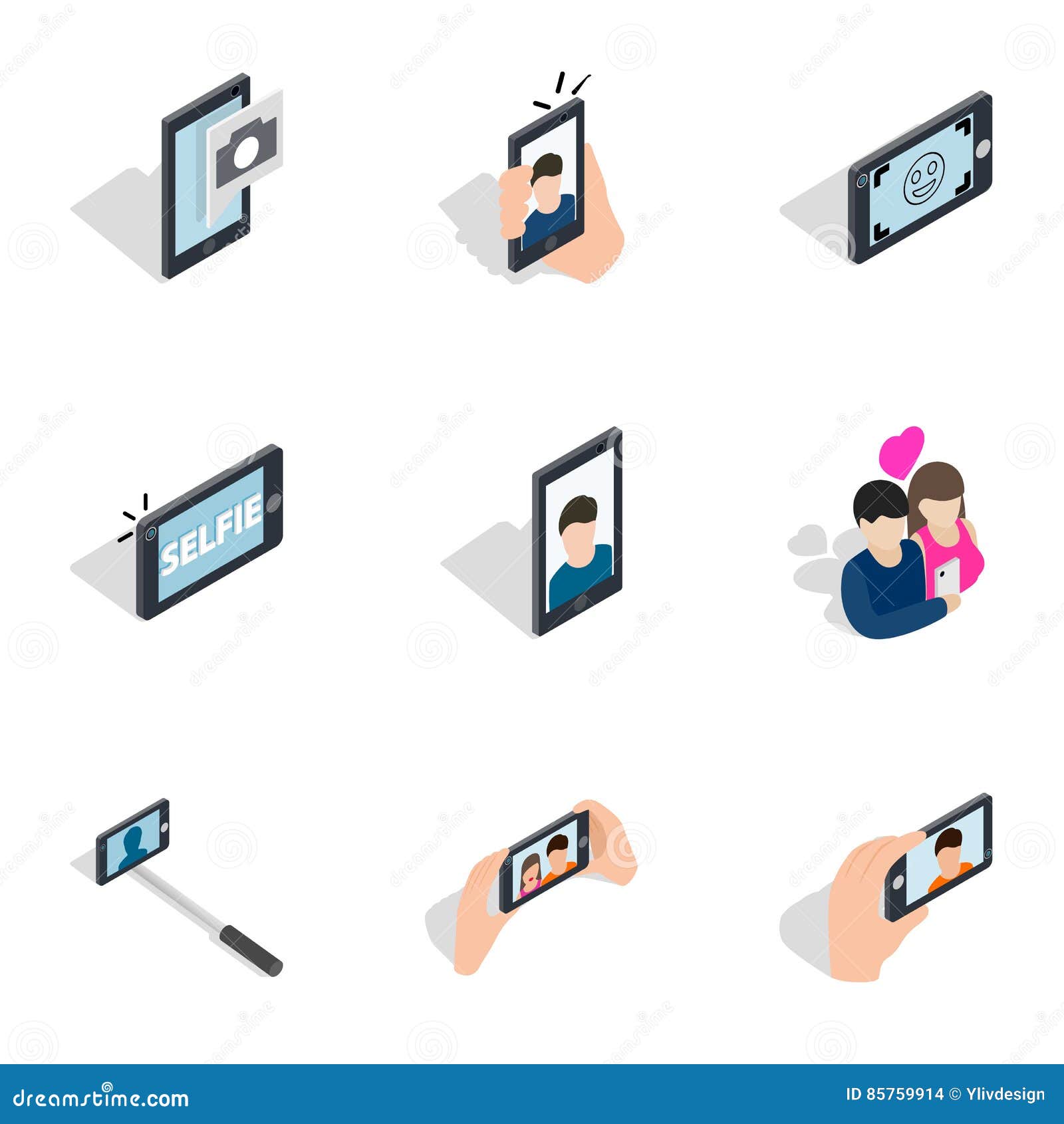 Taking Photo Icons Set, Isometric 3d Style Stock Vector - Illustration ...