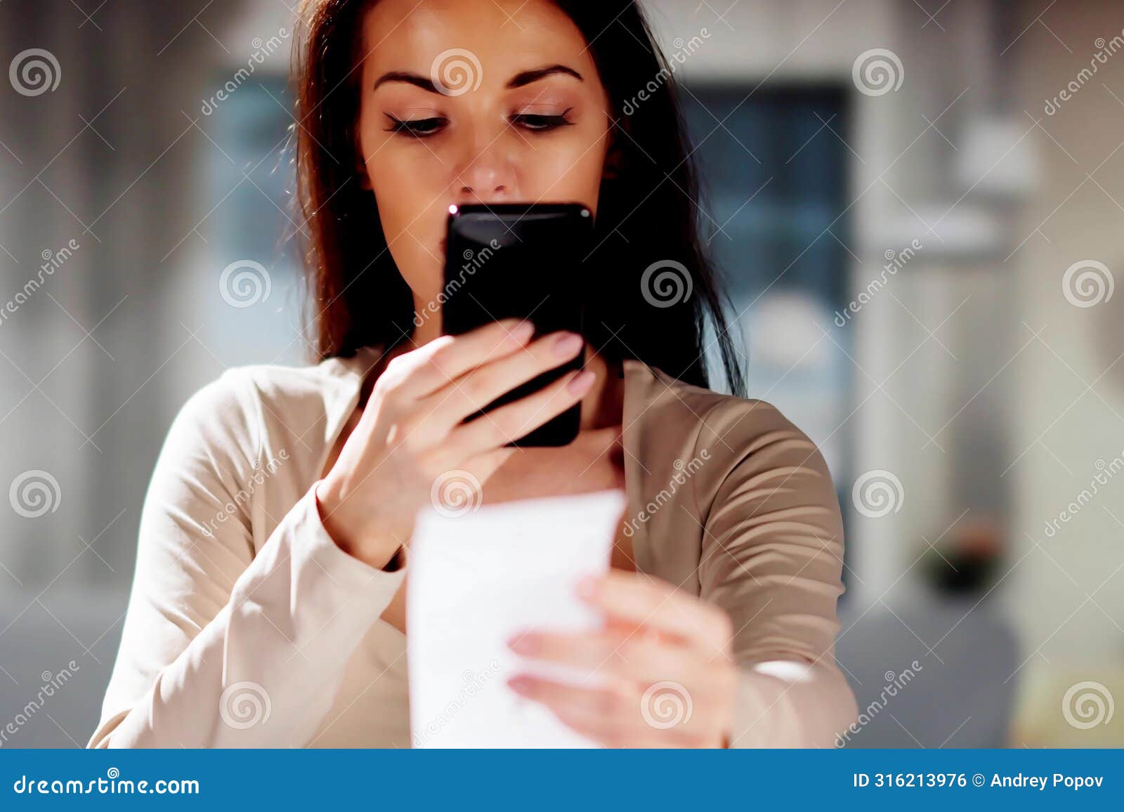 Taking a Picture of a Receipt Document Stock Photo - Image of living ...
