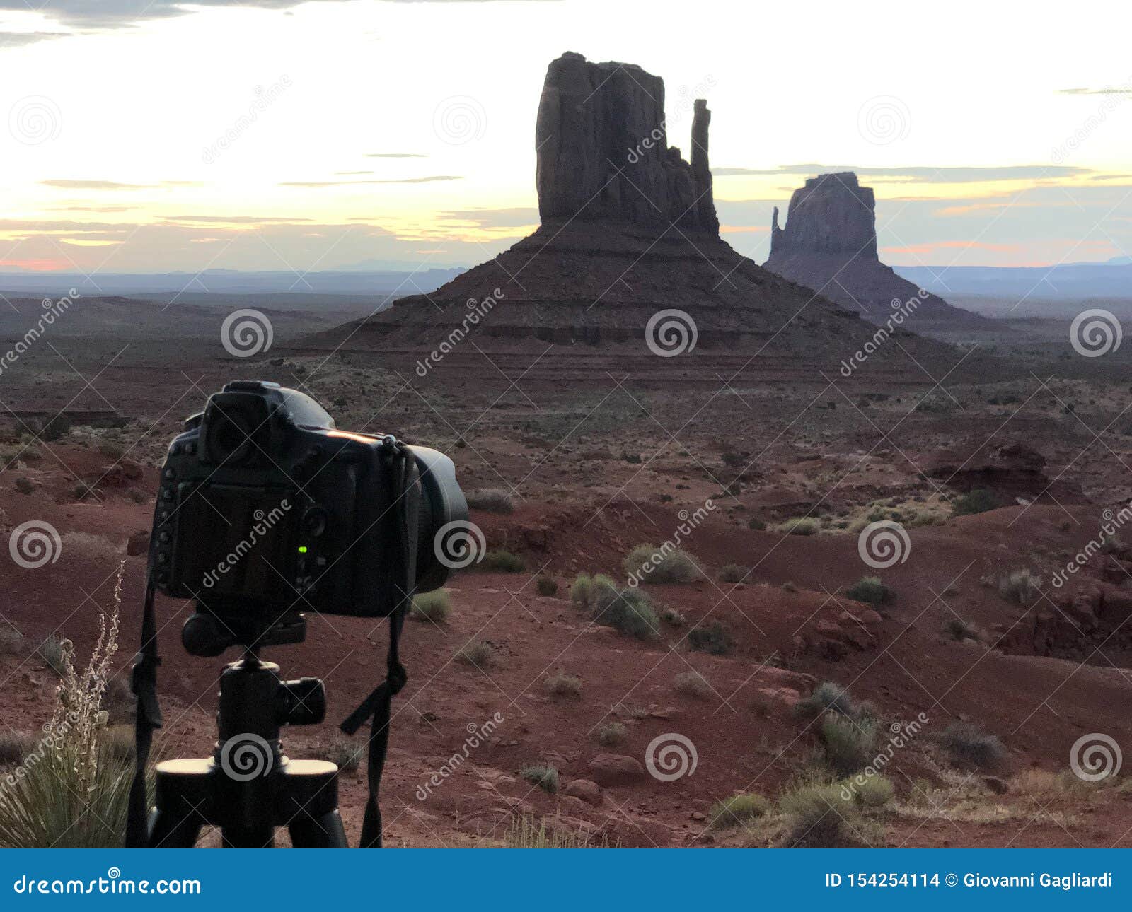 Taking Pictures of Monument Valley. Focus on the Camera Stock Photo ...