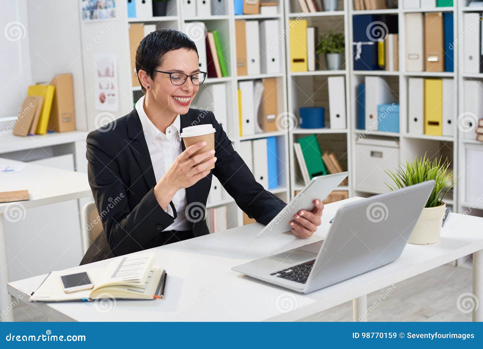 Taking Short Break from Work Stock Image - Image of workplace, manager ...
