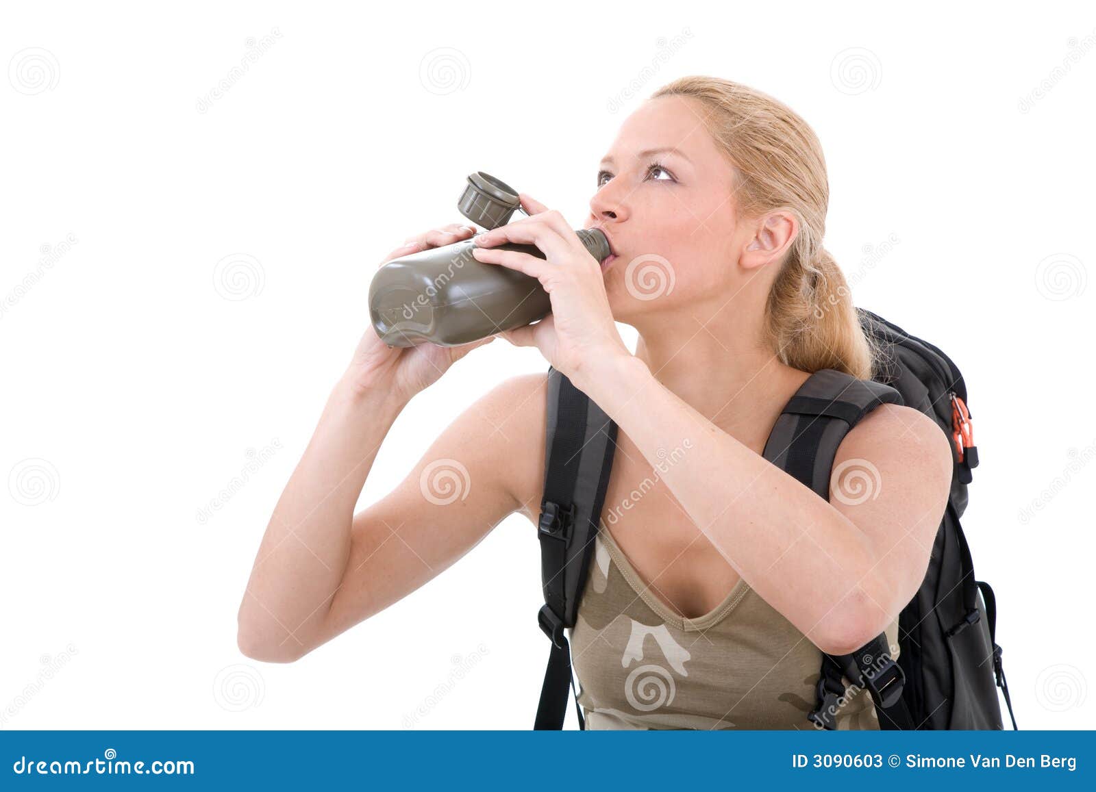 Taking a sip stock image. Image of white, backpacker, vacation - 3090603