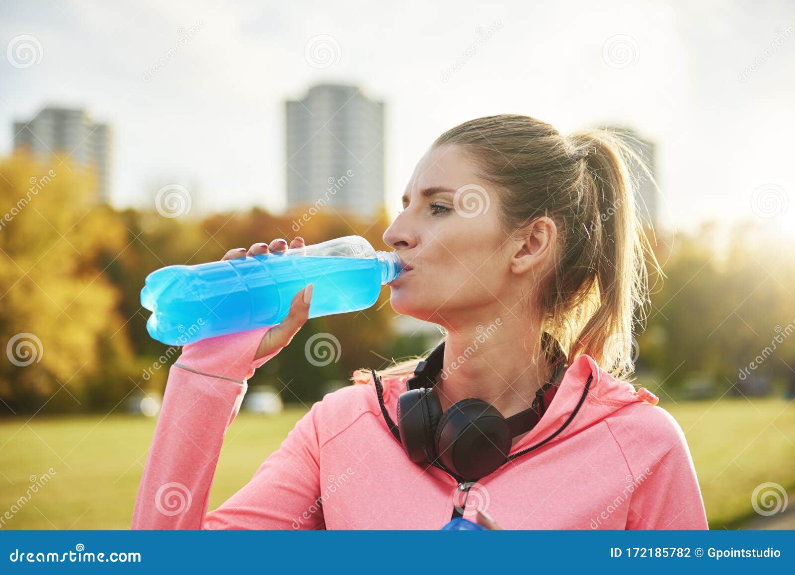 Taking a Sip of Refreshing Water Stock Photo - Image of sportsperson ...