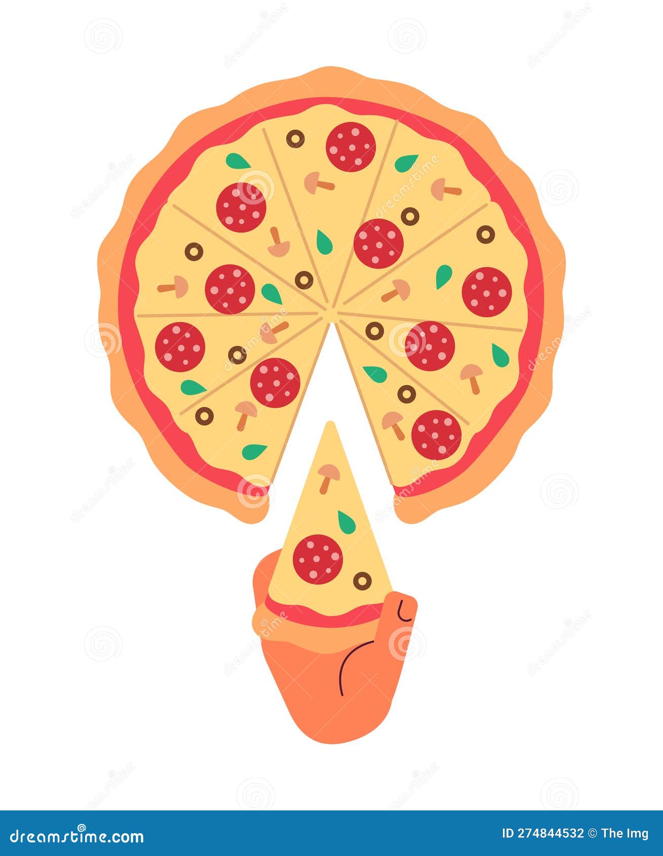 Taking Slice of Pizza Semi Flat Colour Vector First View Hand Stock ...