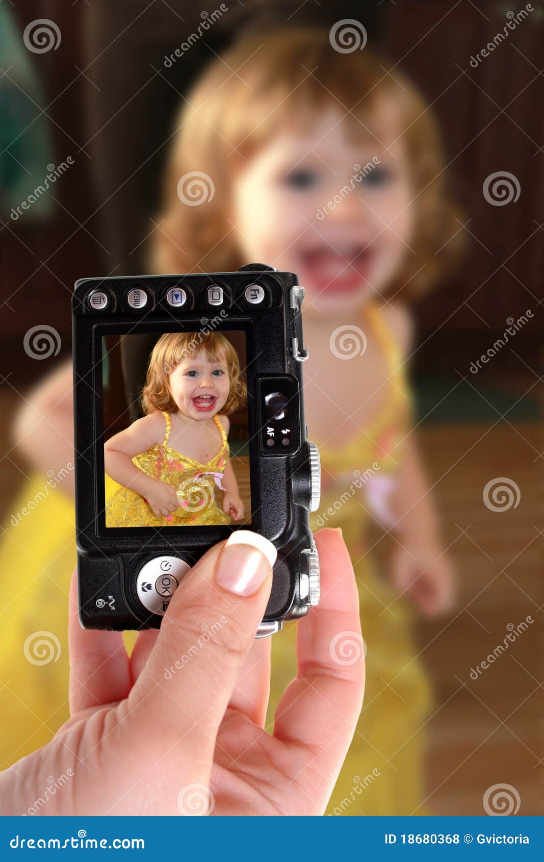 Taking Snapshot of Little Girl Stock Photo - Image of young, camera ...
