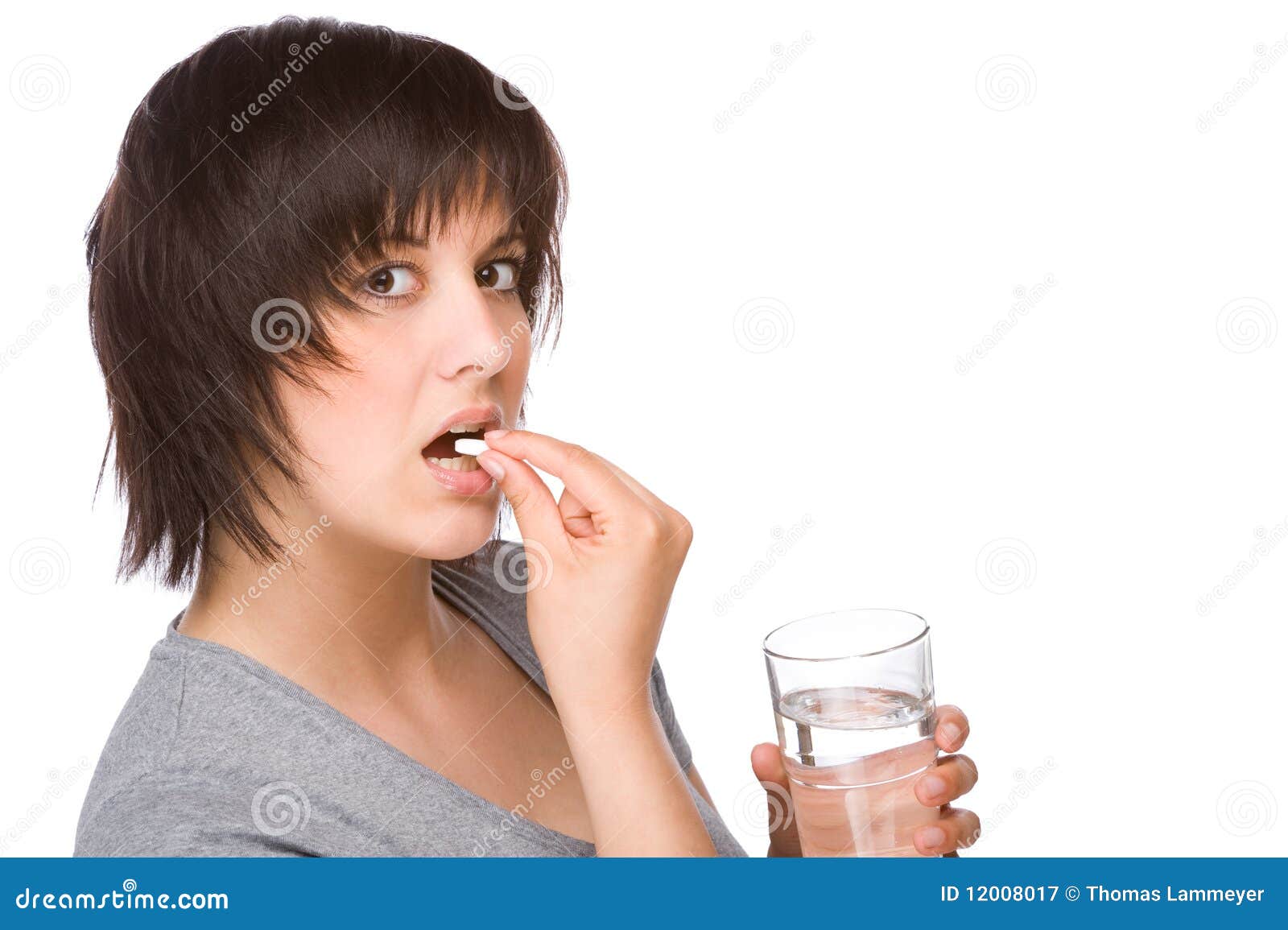 Taking some medicine stock image. Image of pullover, caucasian - 12008017